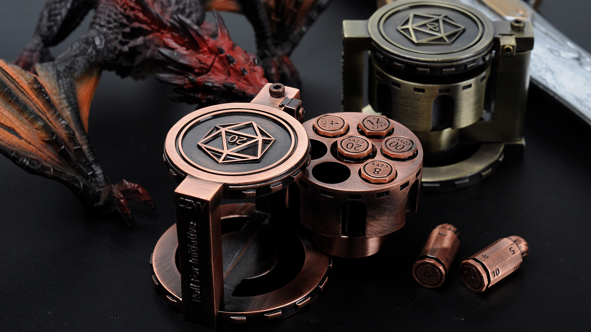 Watch Bullet Dice Set with Spinning Revolver Cylinder Container on ...