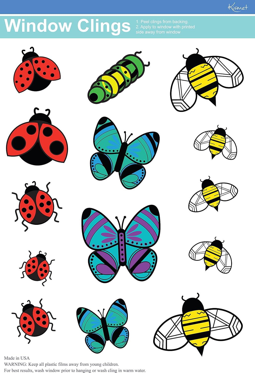 Amazon.com: Butterflies, Ladybugs, Bees Insect Window Cling : Home ...