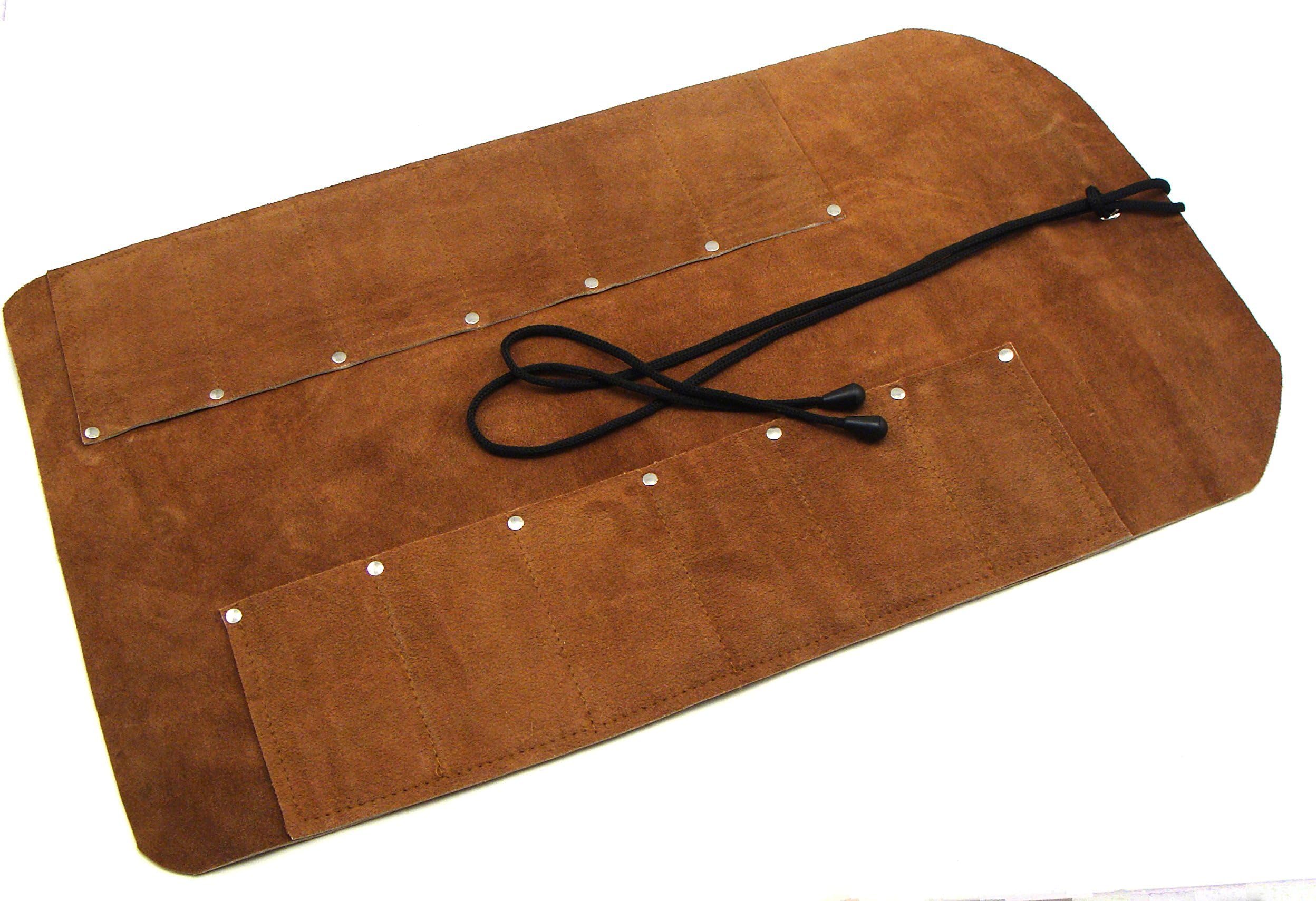 12 Pocket Suede Leather Tool Roll for Woodcarving Knives and Other ...