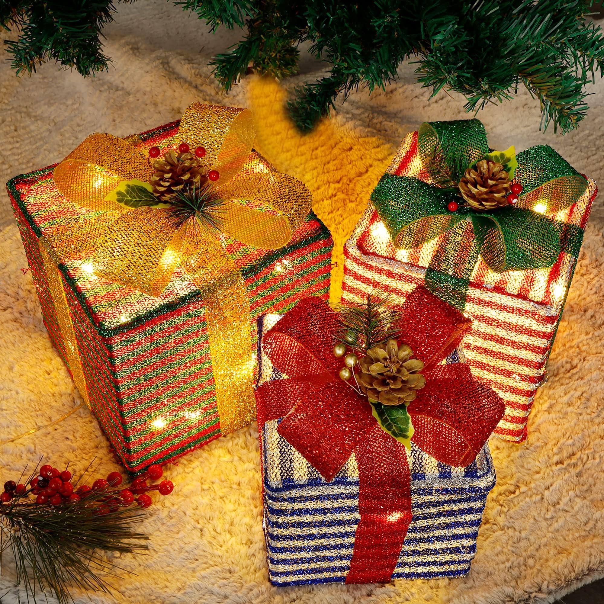 Amazon.com: Christmas Lighted Gift Boxes Christmas Decoration, Foldable ...