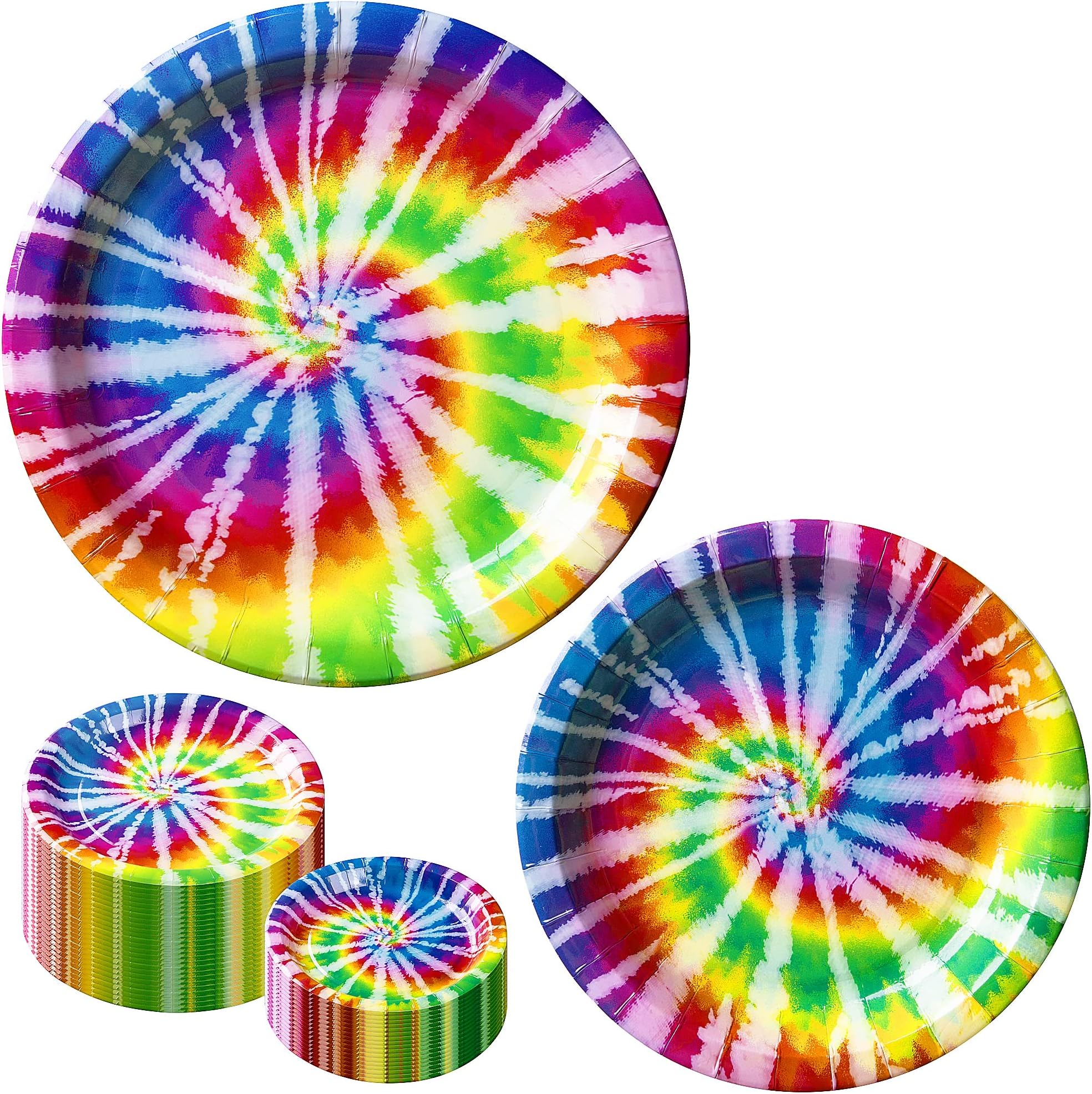 Amazon.com: Tie Dye Happy Birthday Plates & Napkins Party Supplies - 9 ...