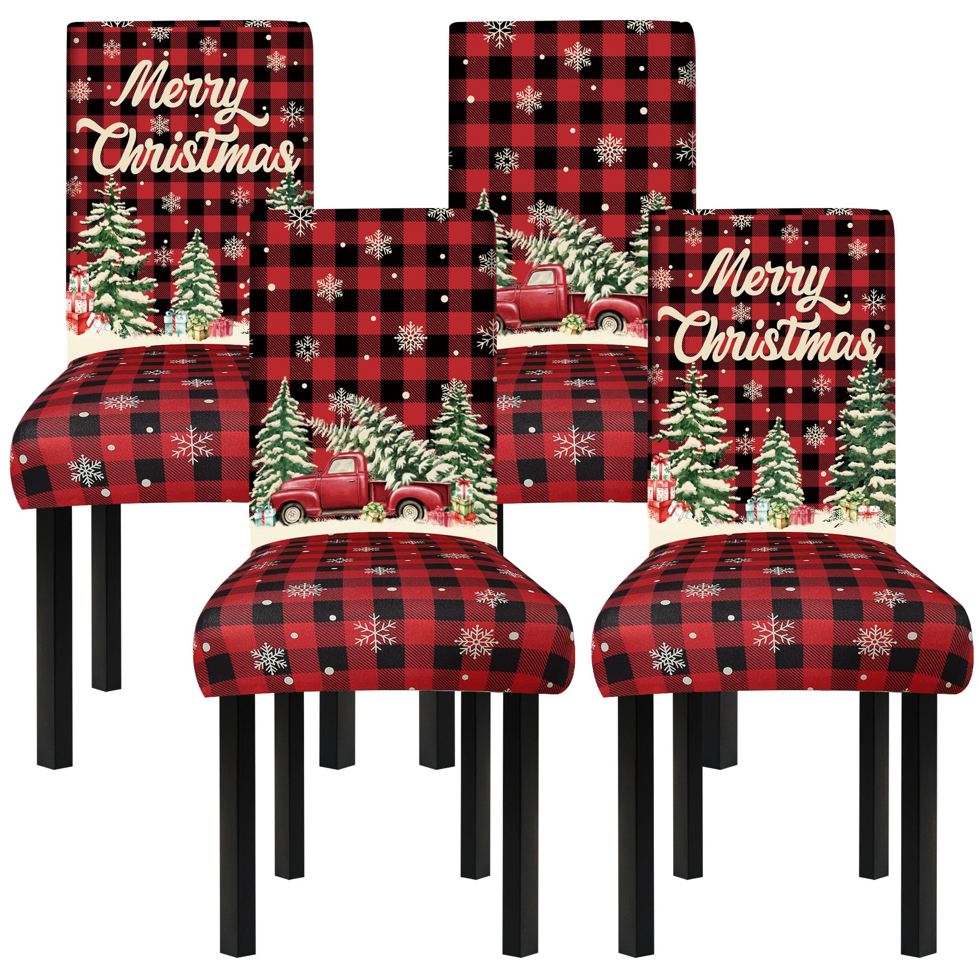 Amazon.com: Christmas Dining Chair Covers Red Black Buffalo Plaid ...