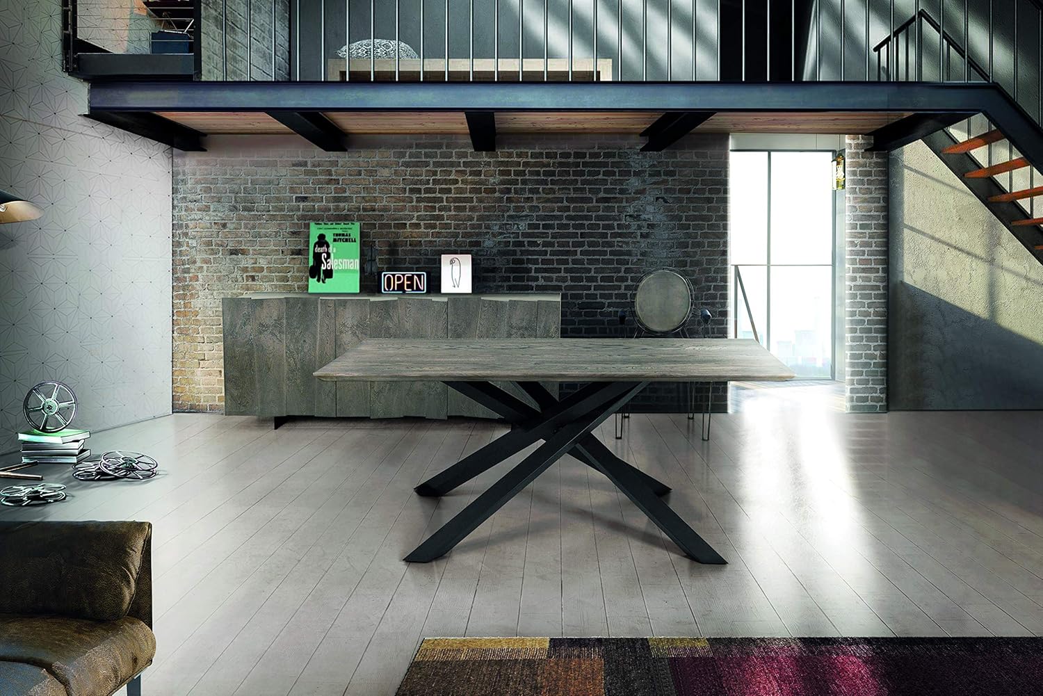 KONTE.DESIGN Tavolo PARIOLI in legno massello, Rovere Beton, gambe ...