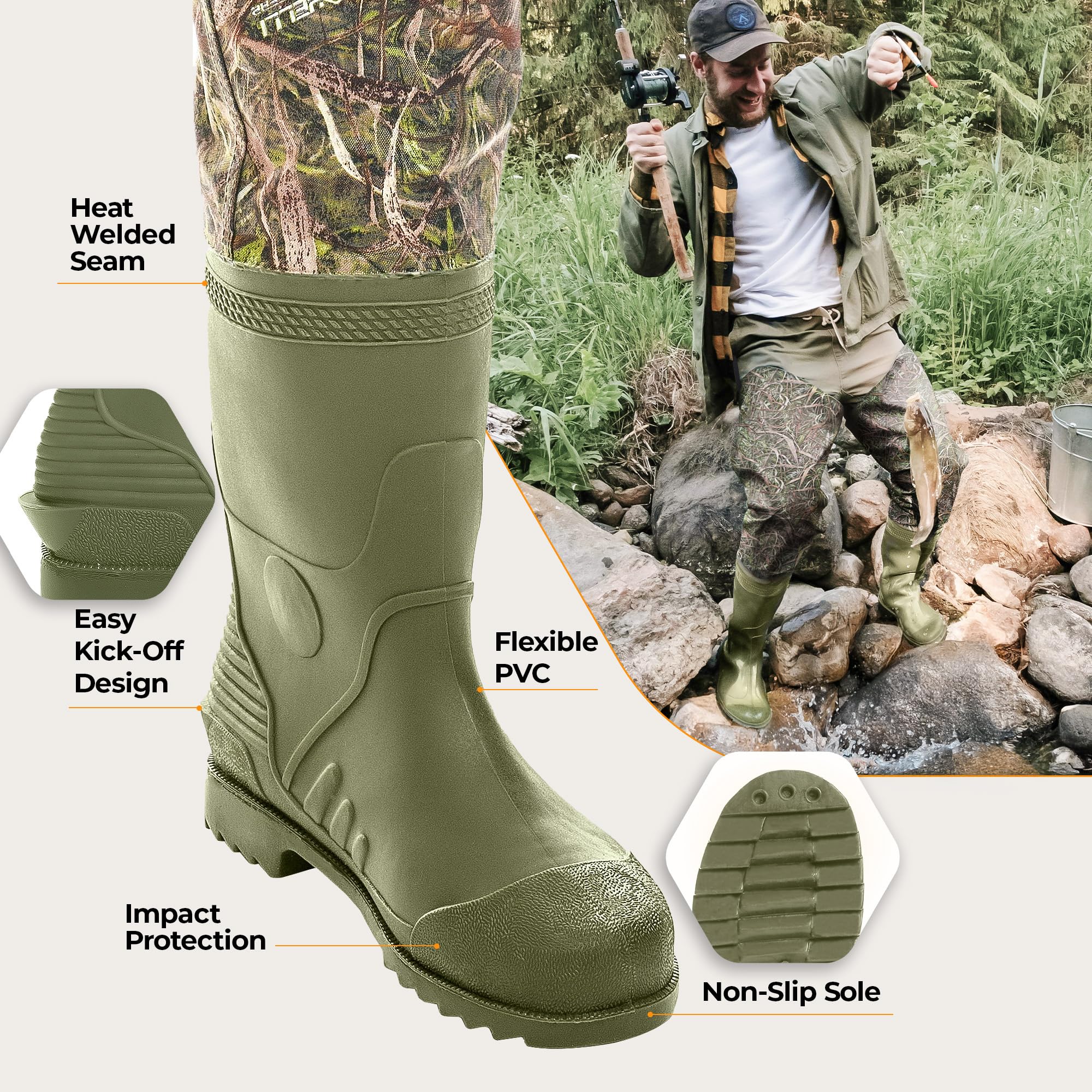 Snapklik.com : Hip Waders Waterproof Camo Wading Hip Boots For Men ...