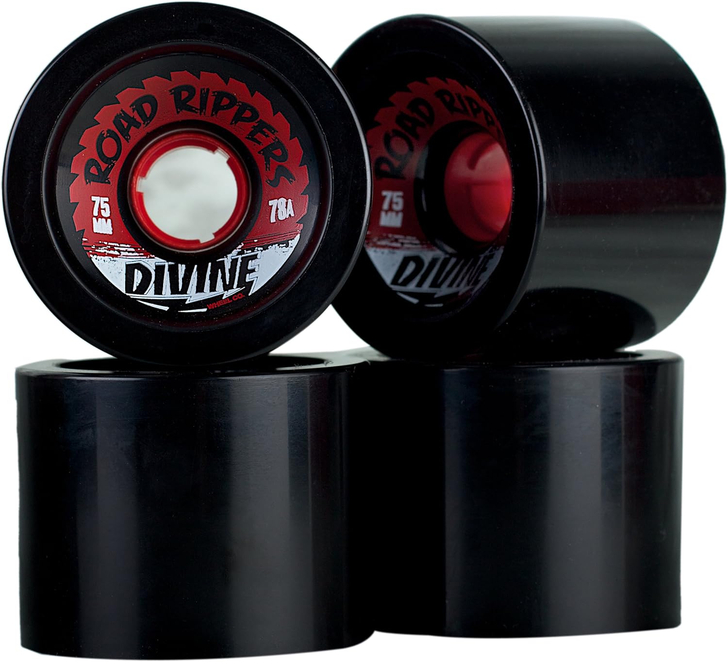 Amazon.com : Divine Road Rippers Skateboard Wheels, Black, 65-mm ...