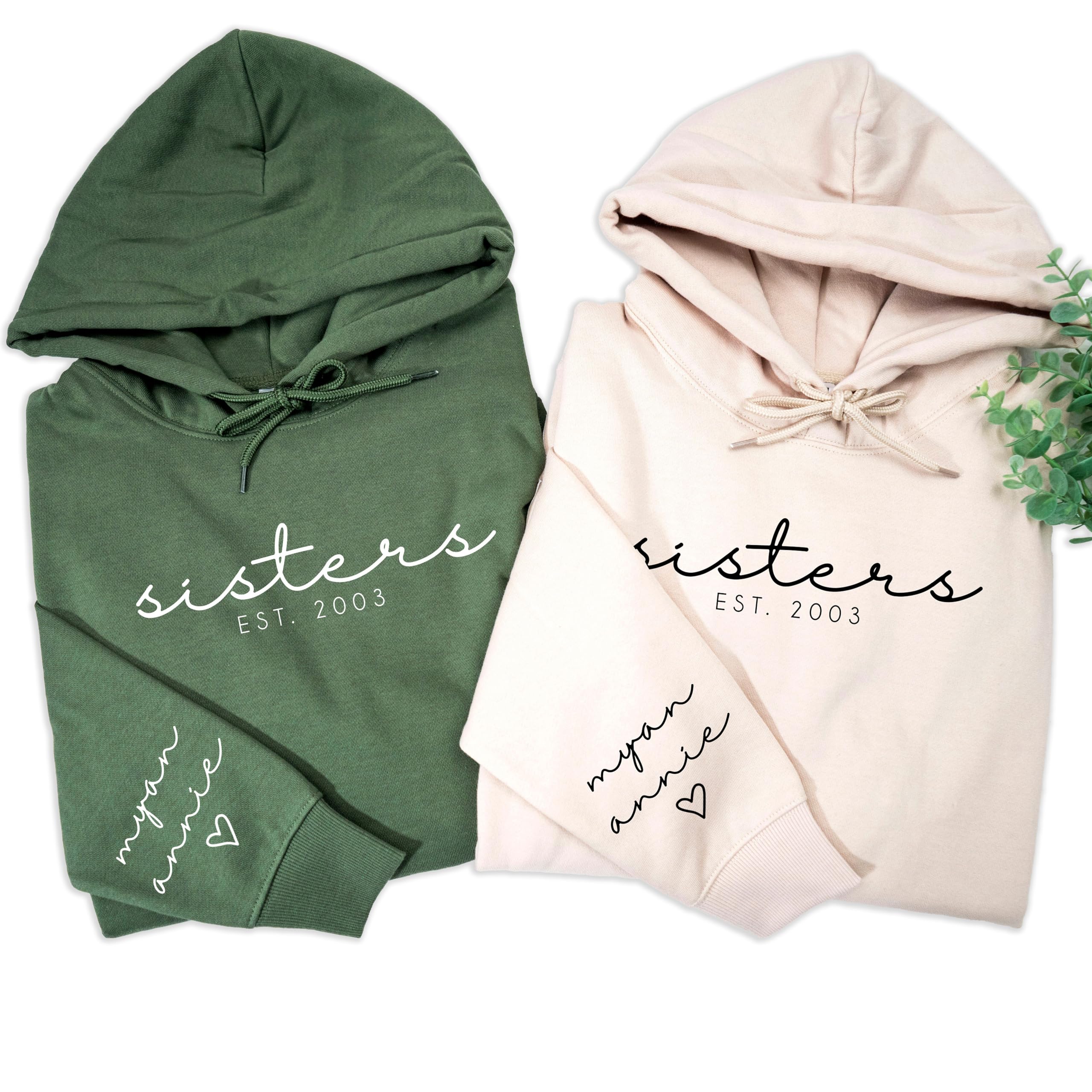 Amazon.com: Custom Sisters Sweatshirt, Personalized Sisters Matching ...