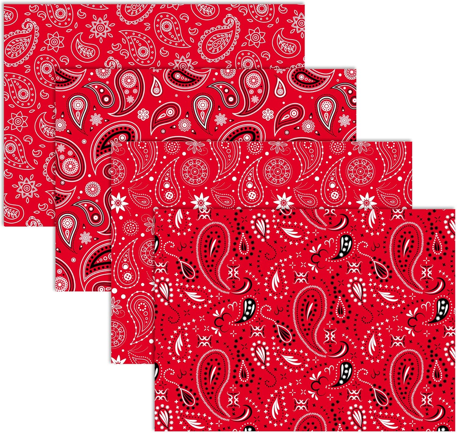 Amazon.com: Red Bandana Wrapping Paper Set - 8 Sheets Western Party ...
