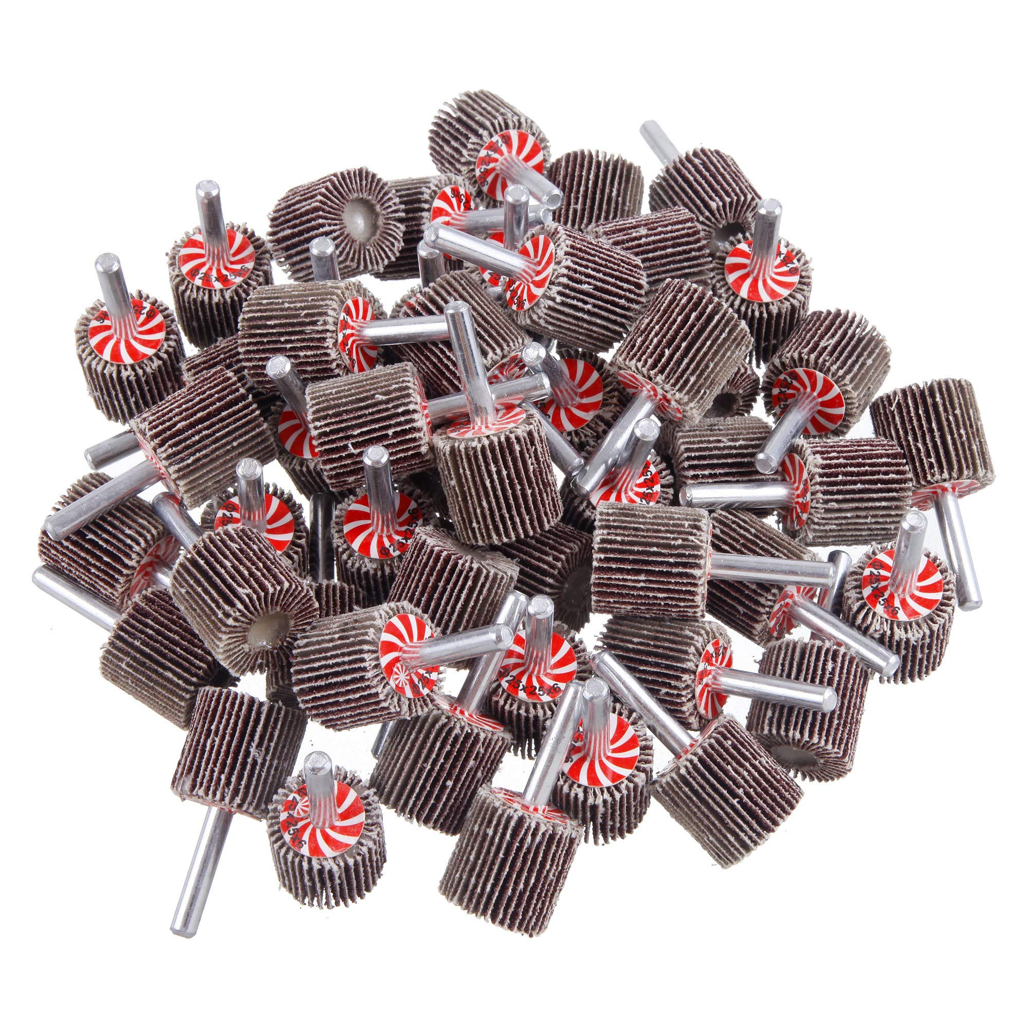 Snapklik.com : 50 Pack Abrasive Flap Wheel Sande,1" X 1" X 1/4" Shank ...