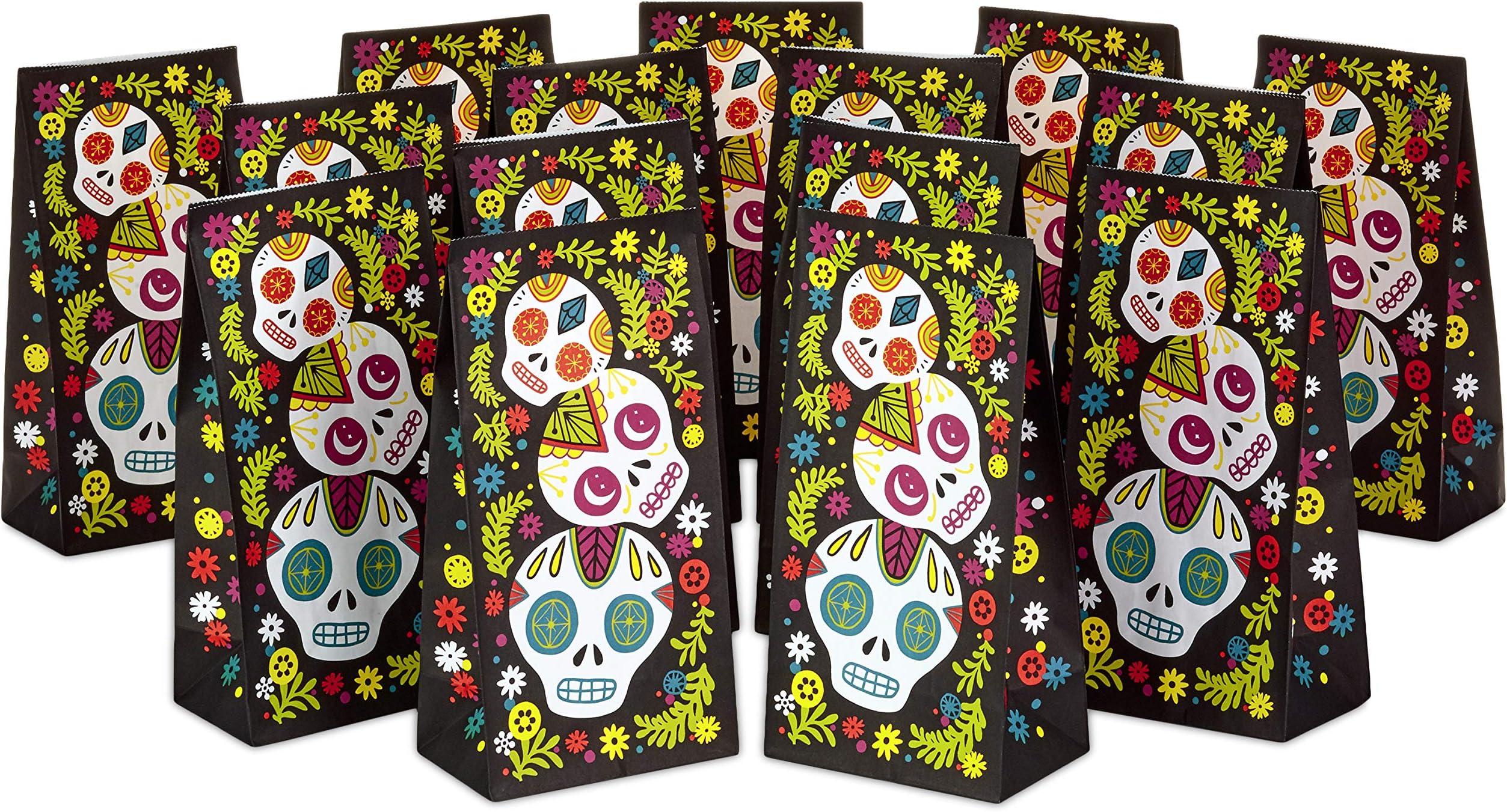 Amazon.com: Hallmark Day of the Dead Party Favor and Wrapped Treat Bags ...