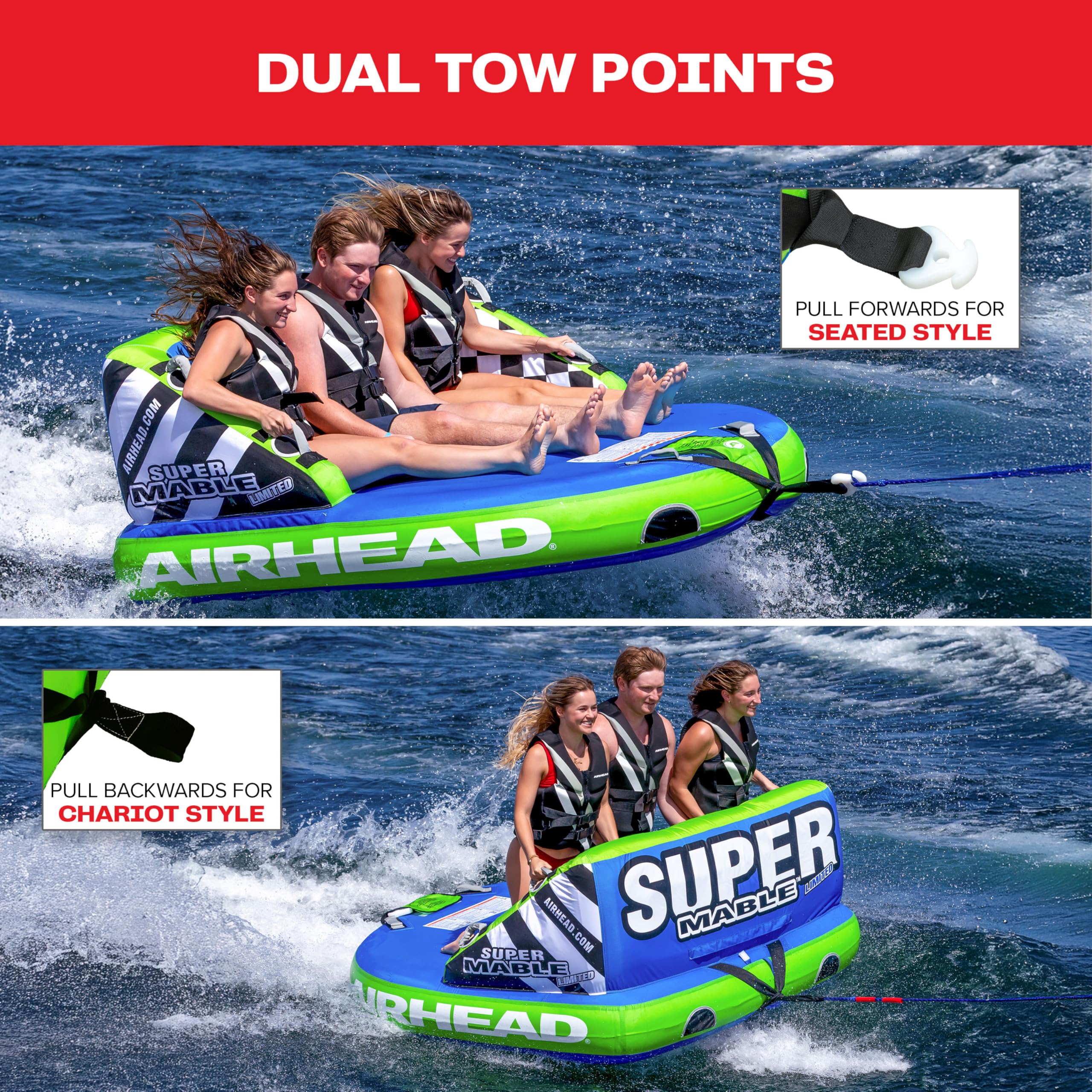 Snapklik.com : Airhead Super Mable Towable Tube For Boating, 1-3 Rider ...