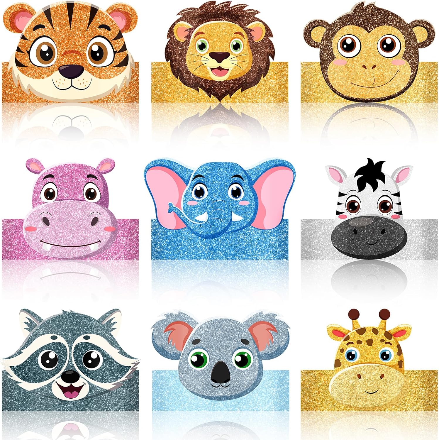 Amazon.com: Hooqict Animal Party Hats 36 Pack Birthday Crowns for Kids ...