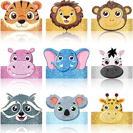Amazon.com: Hooqict Animal Party Hats 36 Pack Birthday Crowns for Kids ...