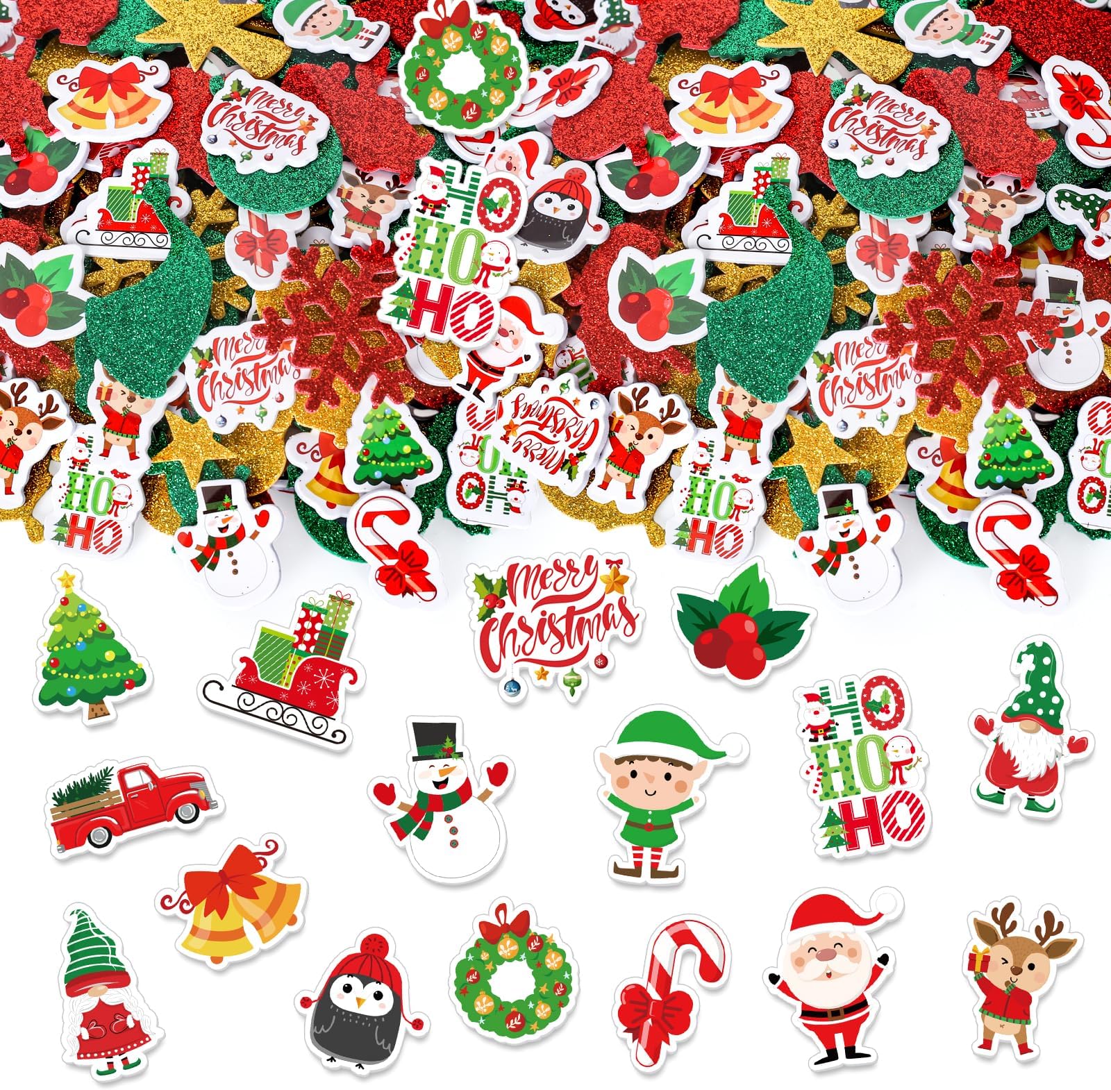 Amazon.com: Christmas Foam Glitter Stickers Star Shapes Christmas Craft ...