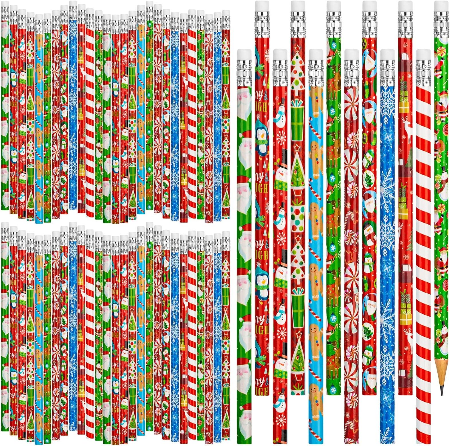 Amazon.com : 360 Pcs Christmas Pencils for Kids with Eraser Xmas Wood ...