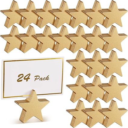 Amazon.com: Kigley 24 Pcs Gold Star Table Number Stands Wooden Rustic ...