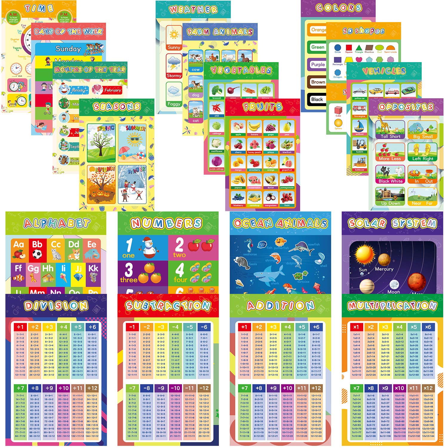 Educational Preschool Math Poster For Toddlers And Kids With Glue ...