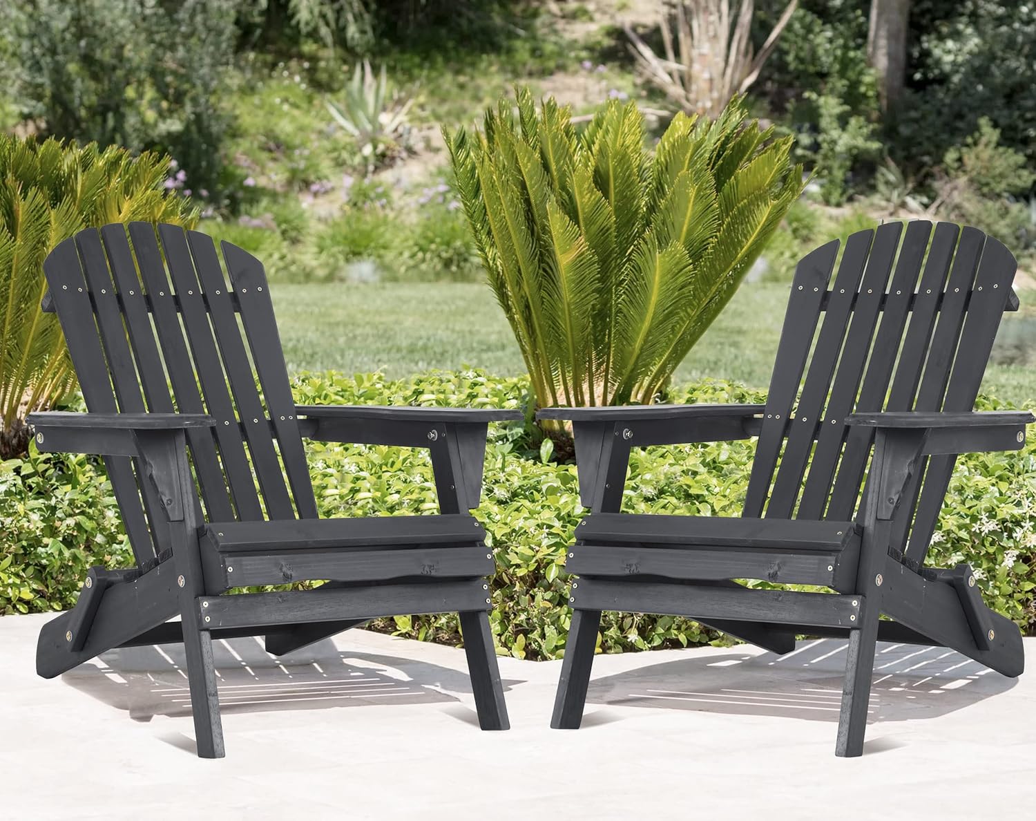 Amazon.com : Folding Adirondack Chair Set of 2, Weather Resistant ...