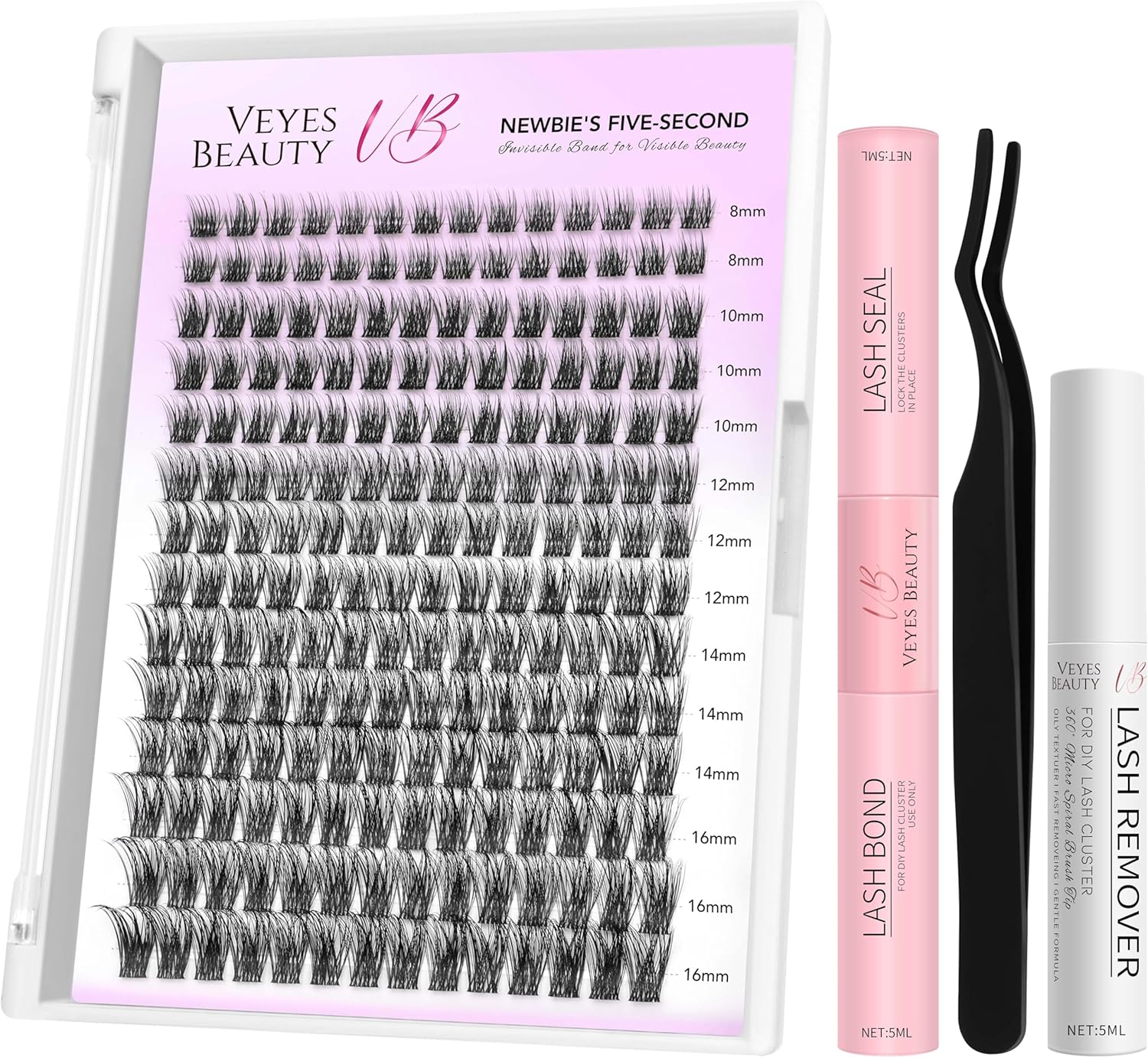 VEYESBEAUTY Lash Clusters Kit Individual Eyelash Extensions Thin ...