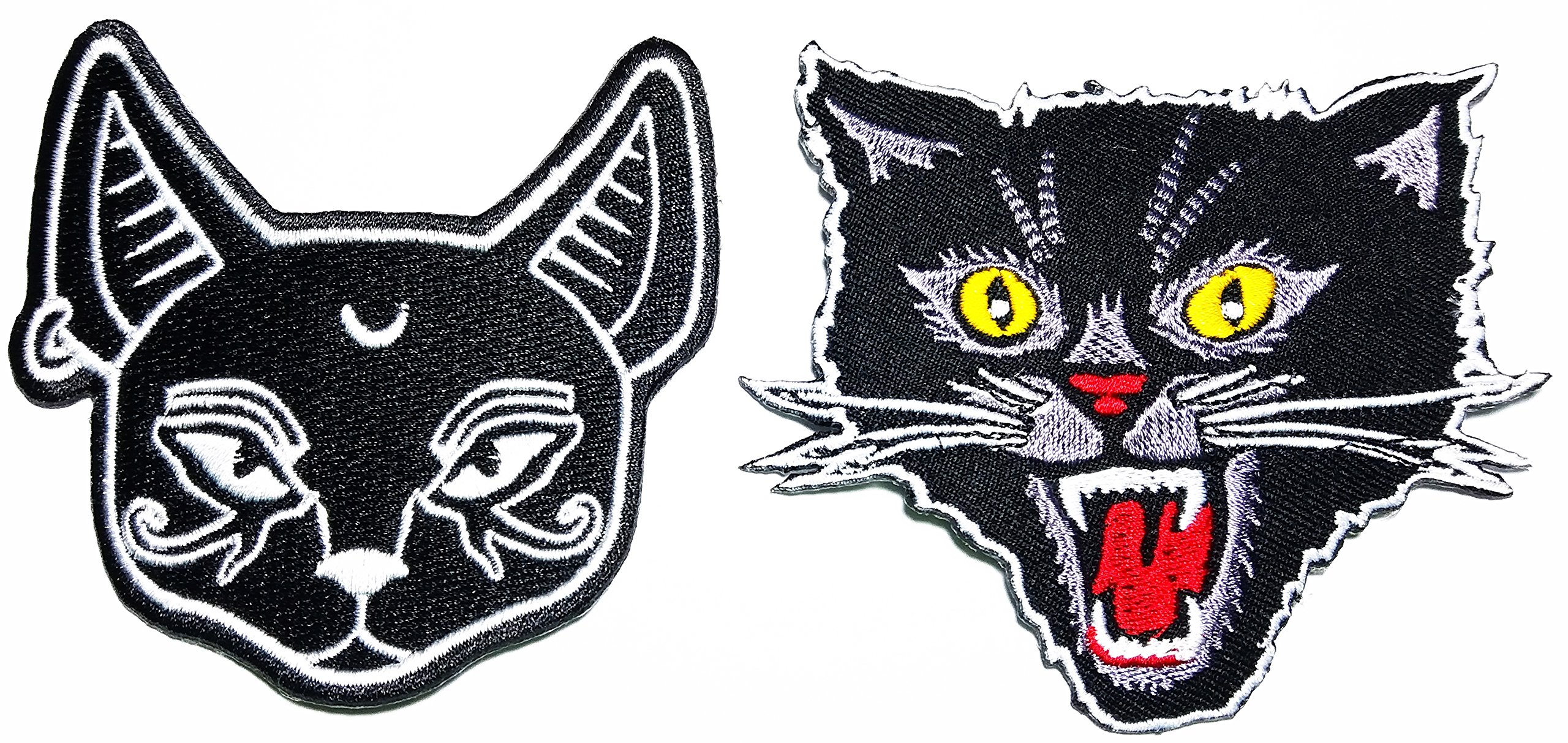 Amazon.com: Black Cat Kitten Crescent Moon Rider Motorcycle Biker Patch ...