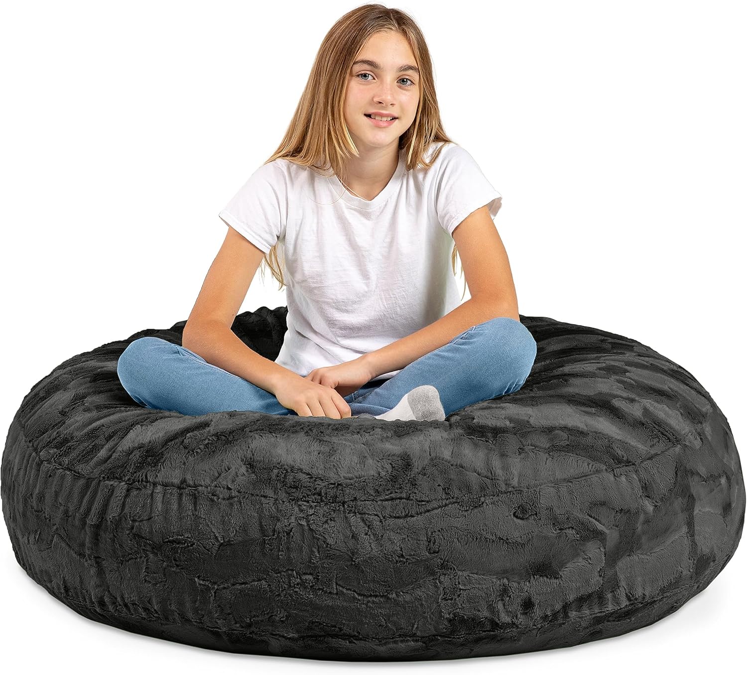 Amazon.com: Jaxx Cocoon 4 Foot Bean Bag Chair - Faux Fur, Black : Home & Kitchen