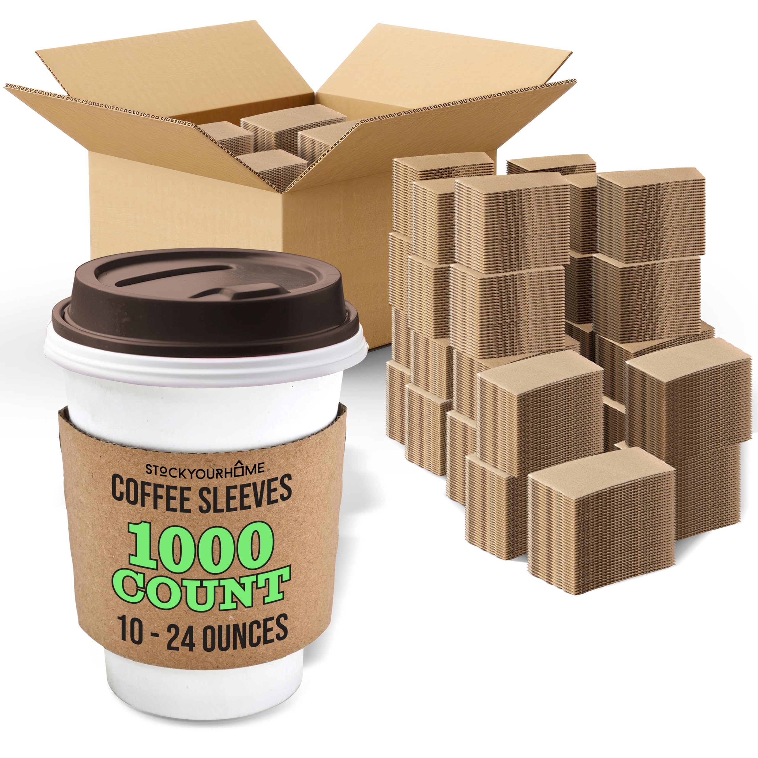 Amazon.com: 1000 Count Coffee Cup Sleeves for Hot Drinks & Cold Drinks ...