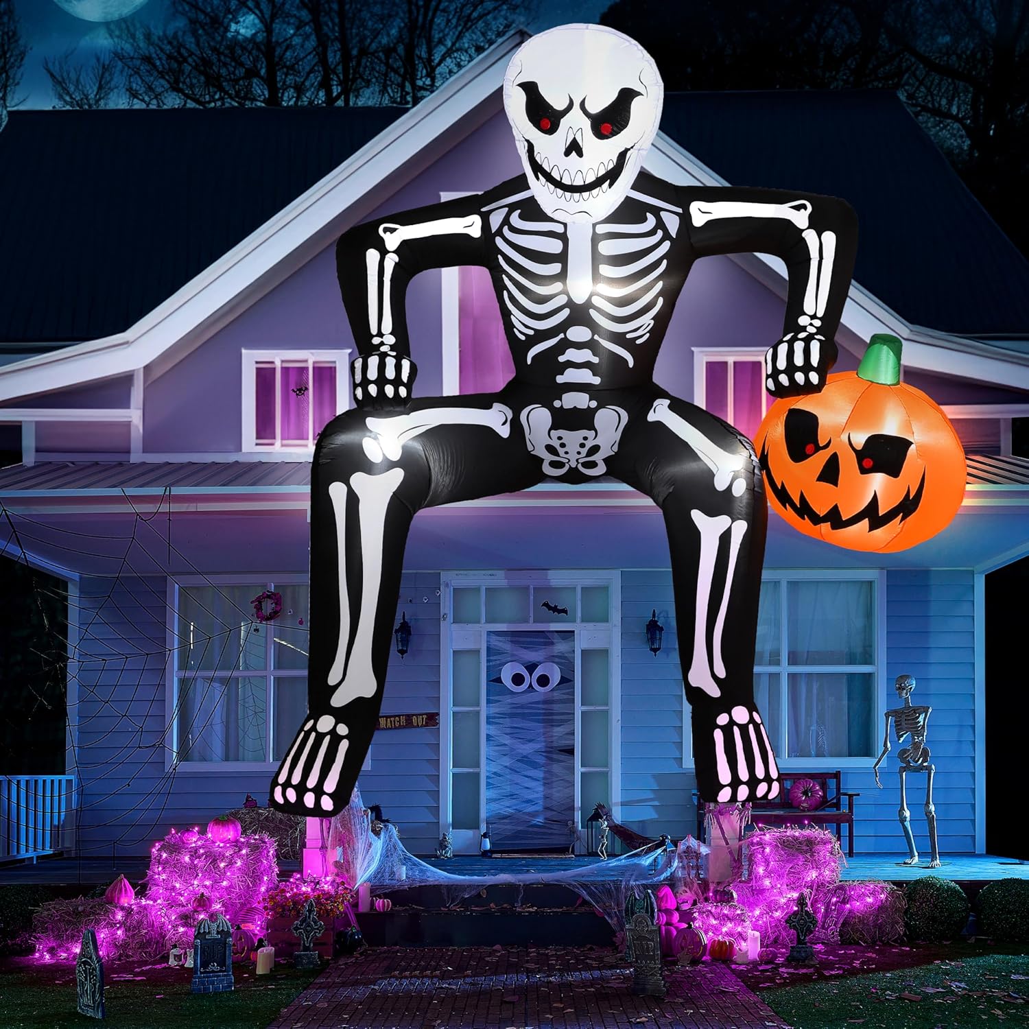 Amazon.com: JOYIN 8.5ft Halloween Inflatable Skeleton, Blow Up Skeleton ...