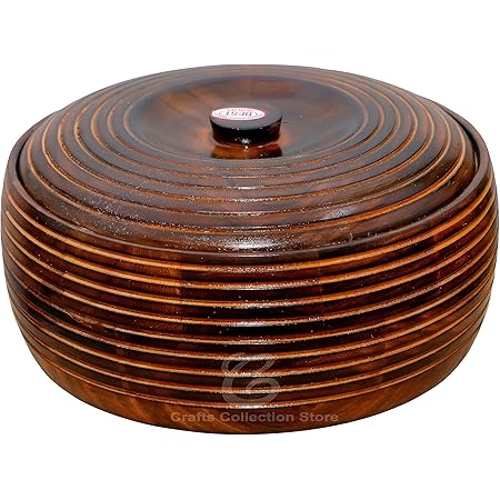Naayaab Craft Pakka Sheesham Wood Round Chapati Box, Roti Storage ...