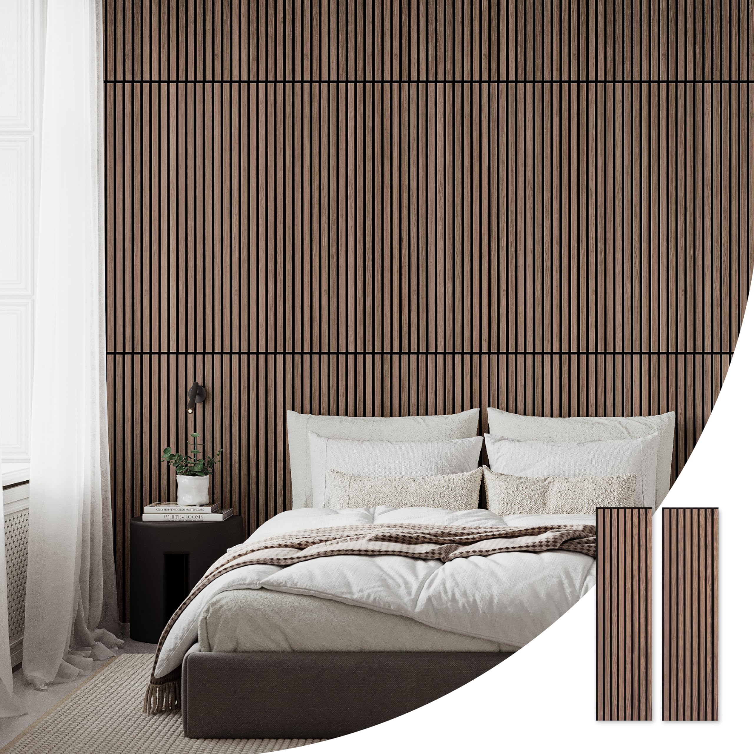 Amazon.com: Elvone 2PCS Wood Wall Panels, 3D Fluted Sound Absorbing ...