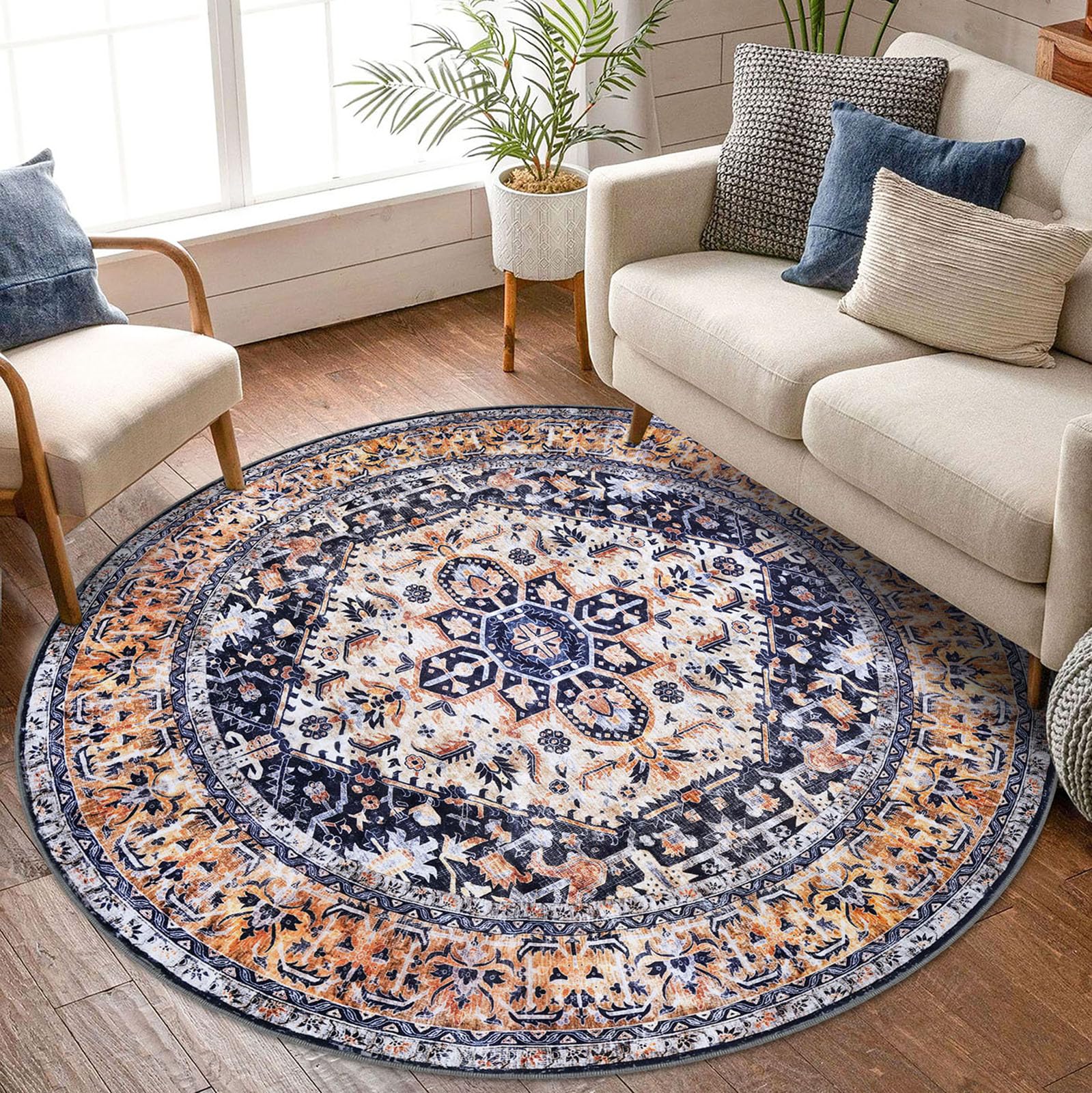 Amazon.com: KOZYFLY Boho Round Rug 6 Ft Rugs for Entryway Washable ...
