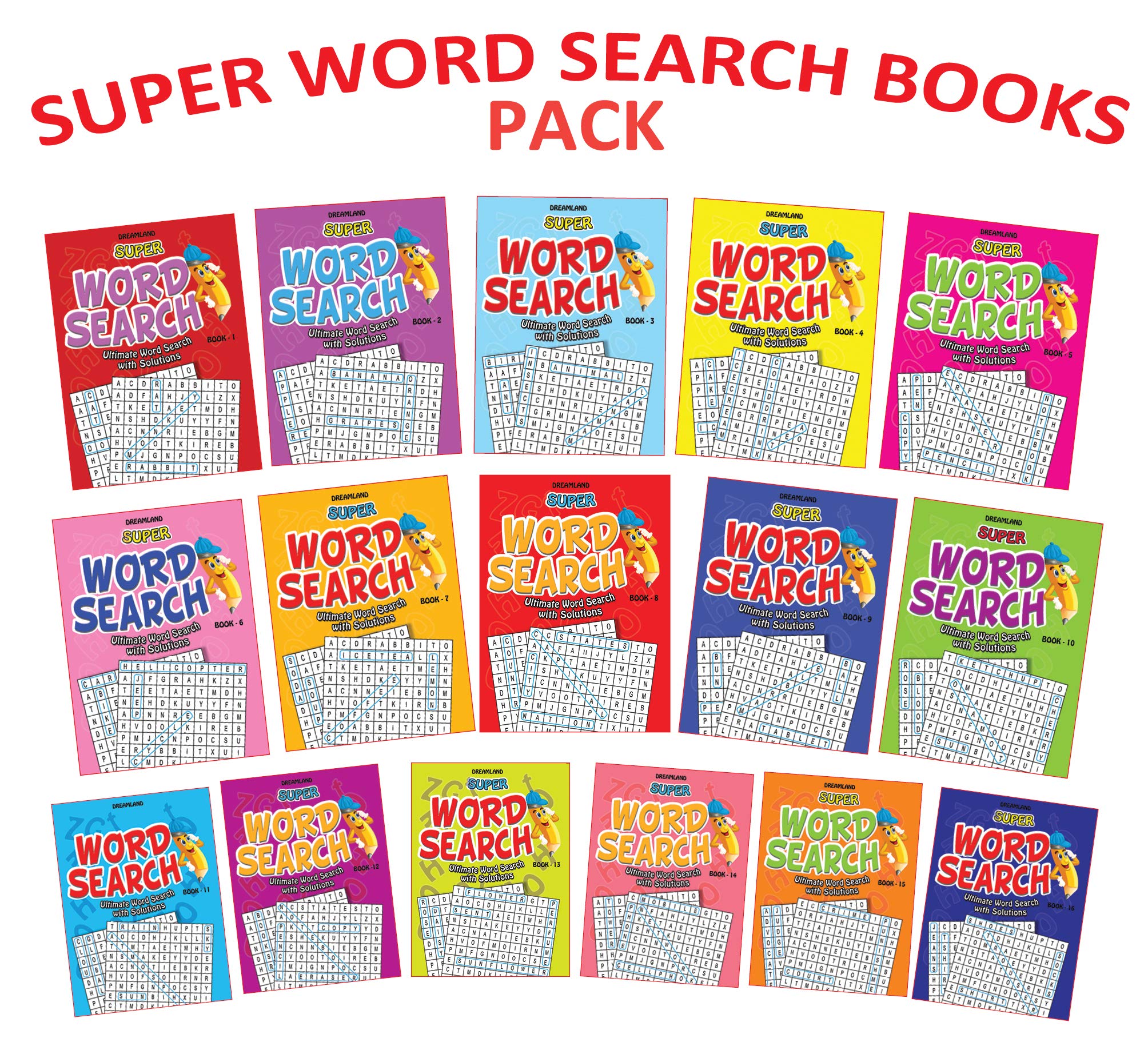 Super Word Search 16 Books Pack for Children Age 6-15 years - 192 Pages ...