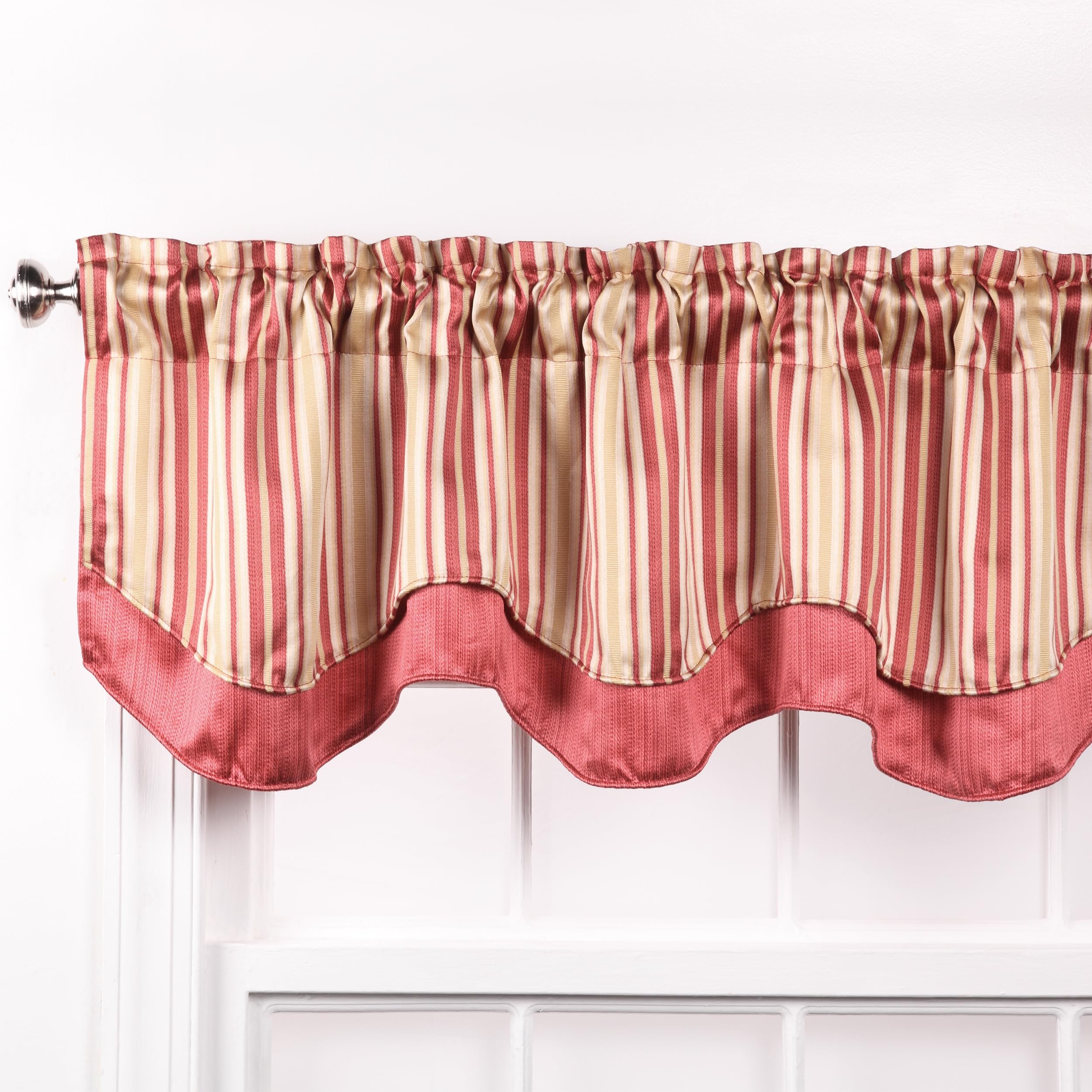 Amazon.com: Windsor Scalloped Layered Valance - BURGUNDY color : Home ...