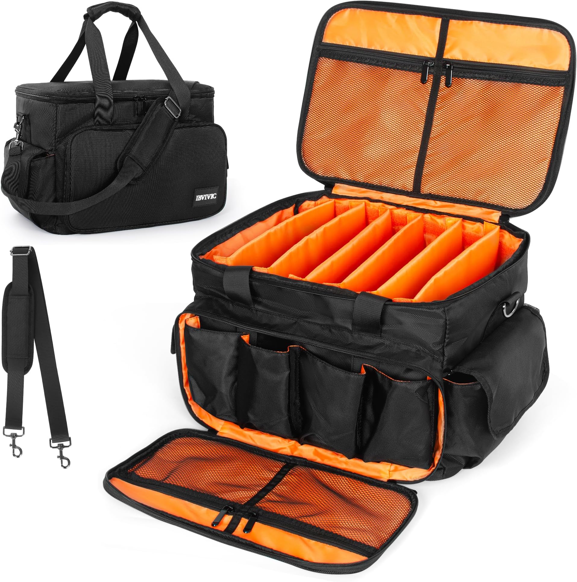 OUKNAK DJ Gig Bag, DJ Cable File Bag with Detachable Padded Bottom and ...