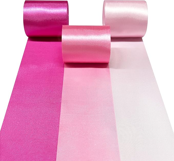 Amazon.com: Hot Pink Satin Ribbon 65.7Yd × 1.97" Wide Ombre Pink Ribbon ...
