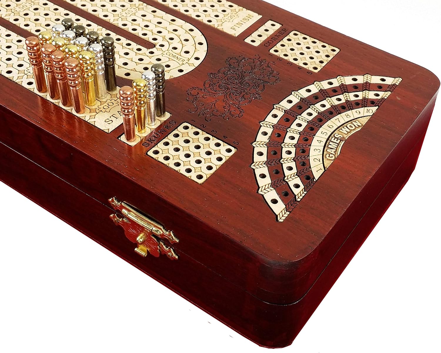 Amazon.com: 14" 4 Track Continuous Cribbage Board W/ Card Storage Maple ...