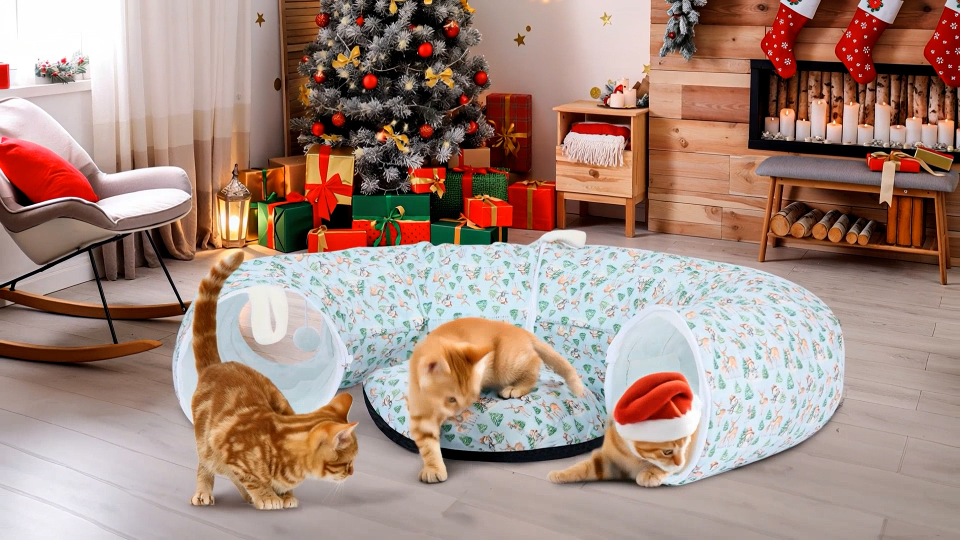 Watch Christmas Cat Bed Tunnel 3ft x 3ft x 9.8in Under Christmas on ...
