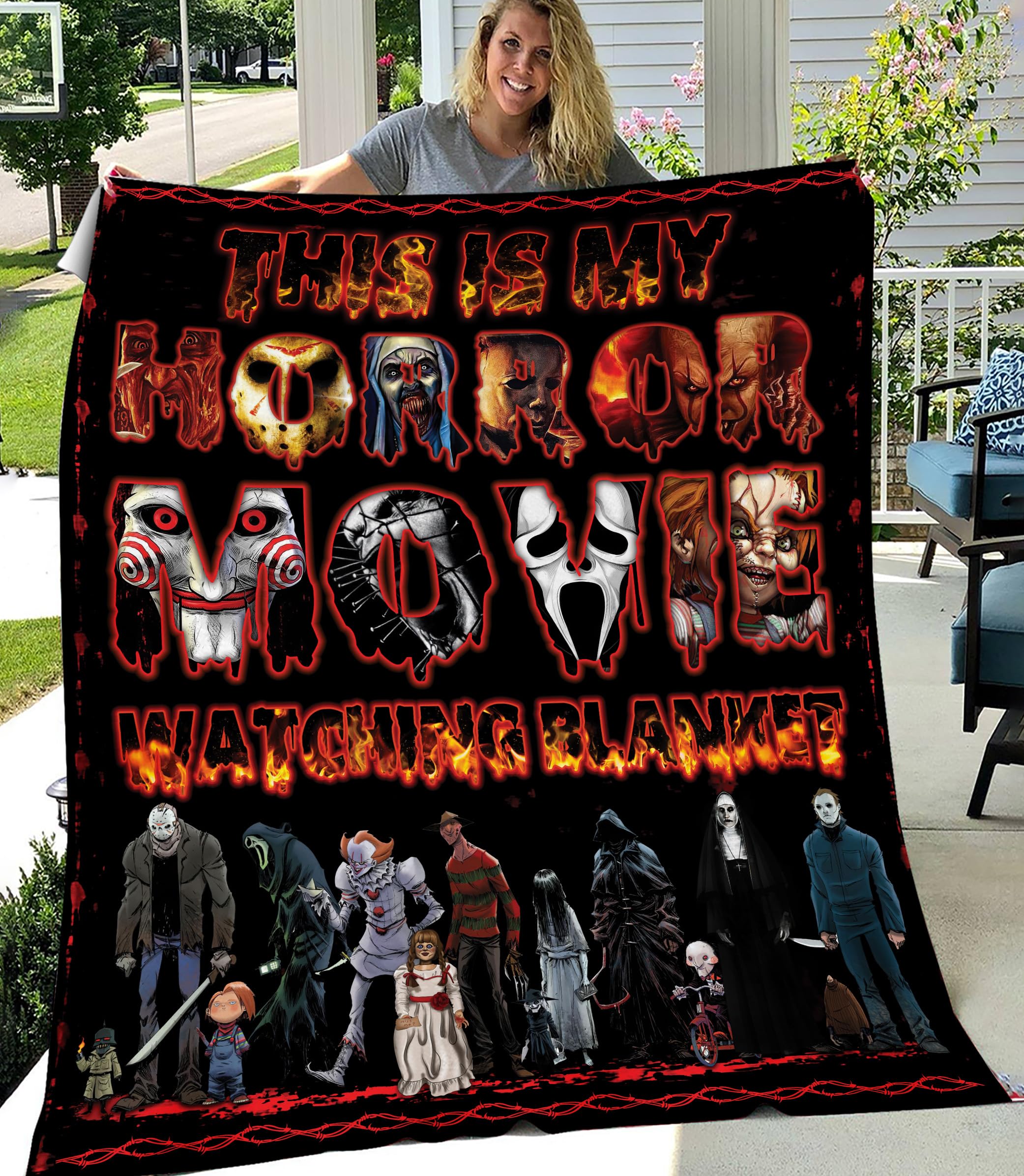 Amazon.com: This is My Horror Movie Watching Blanket, Horror Movie ...