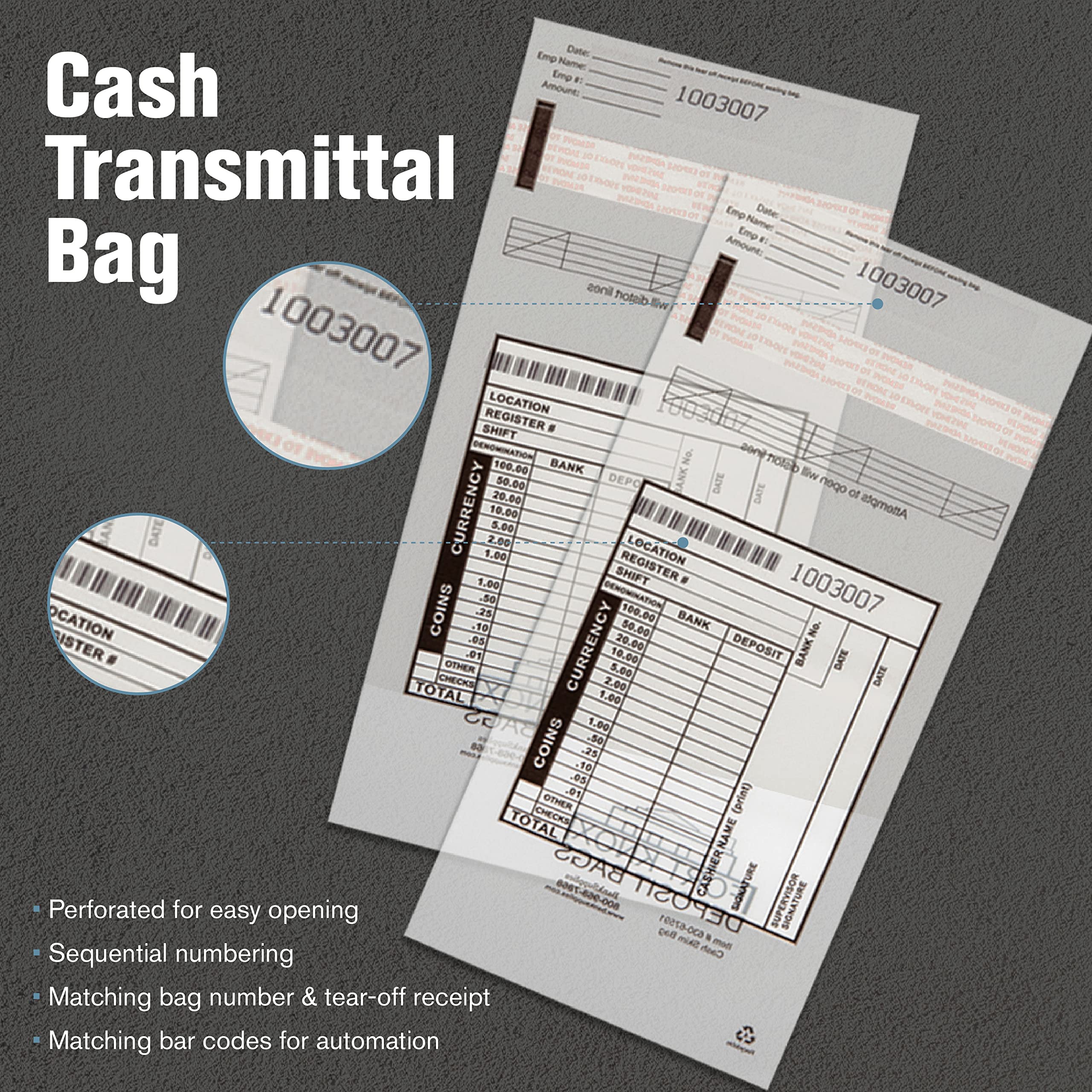 Snapklik.com : BankSupplies Cash Transmittal Bags Tamper Evident 5W X ...