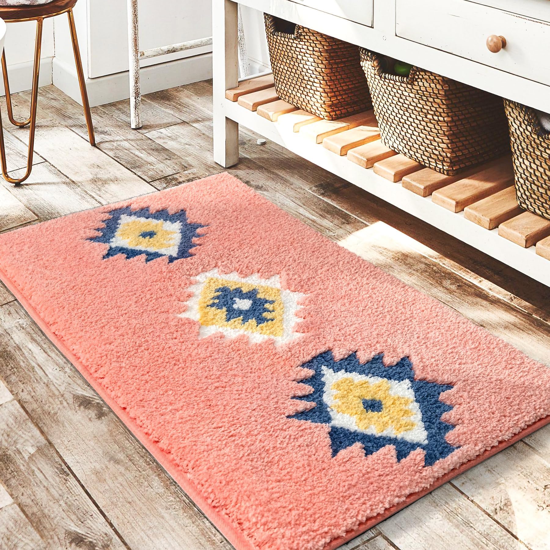 Amazon.com: Boho Bathroom Rugs Cream Beige Bath Mat Non Slip Western ...