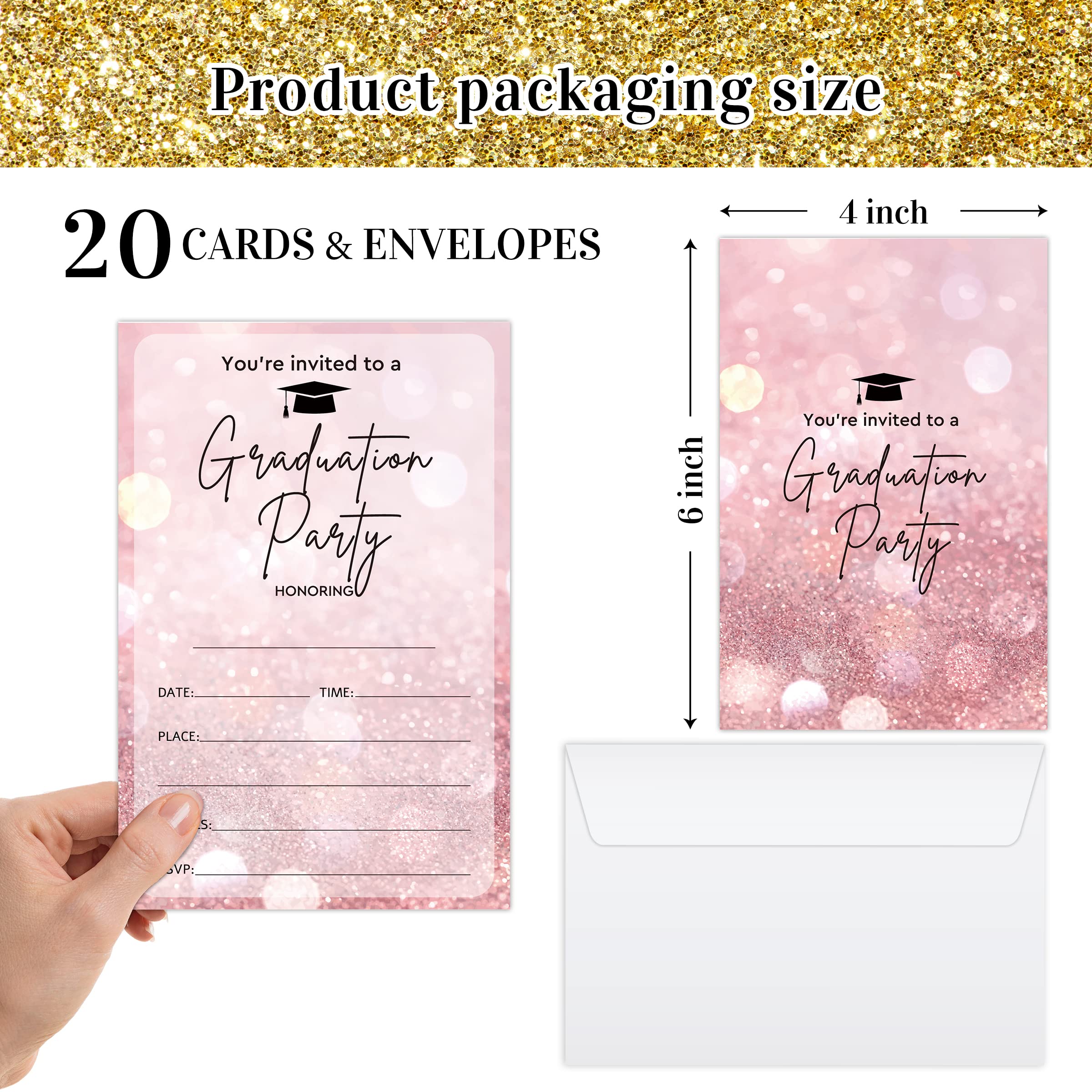 Pink Gold Graduation Party Invitations Pink Graduation Invitations