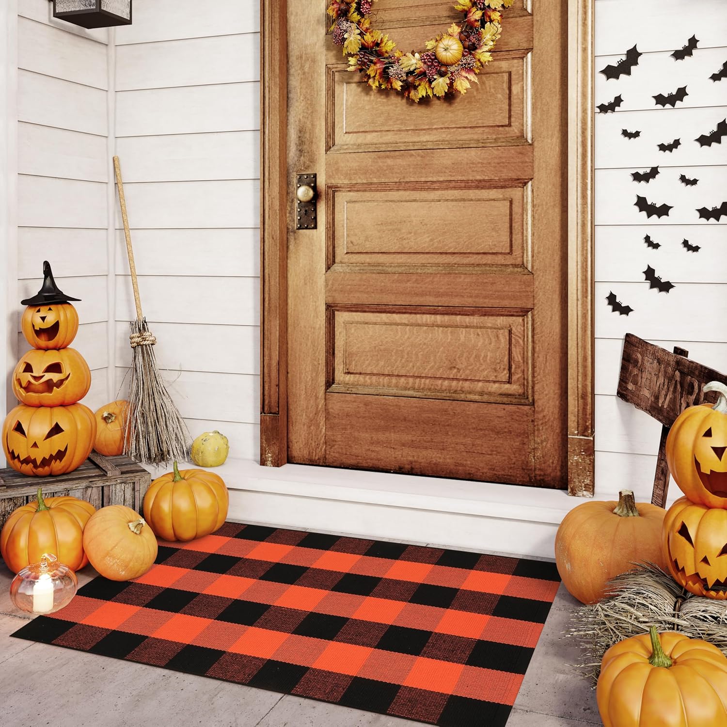 Amazon.com : KIMODE Buffalo Plaid Fall Outdoor Rug 27.5"x43",Washable ...