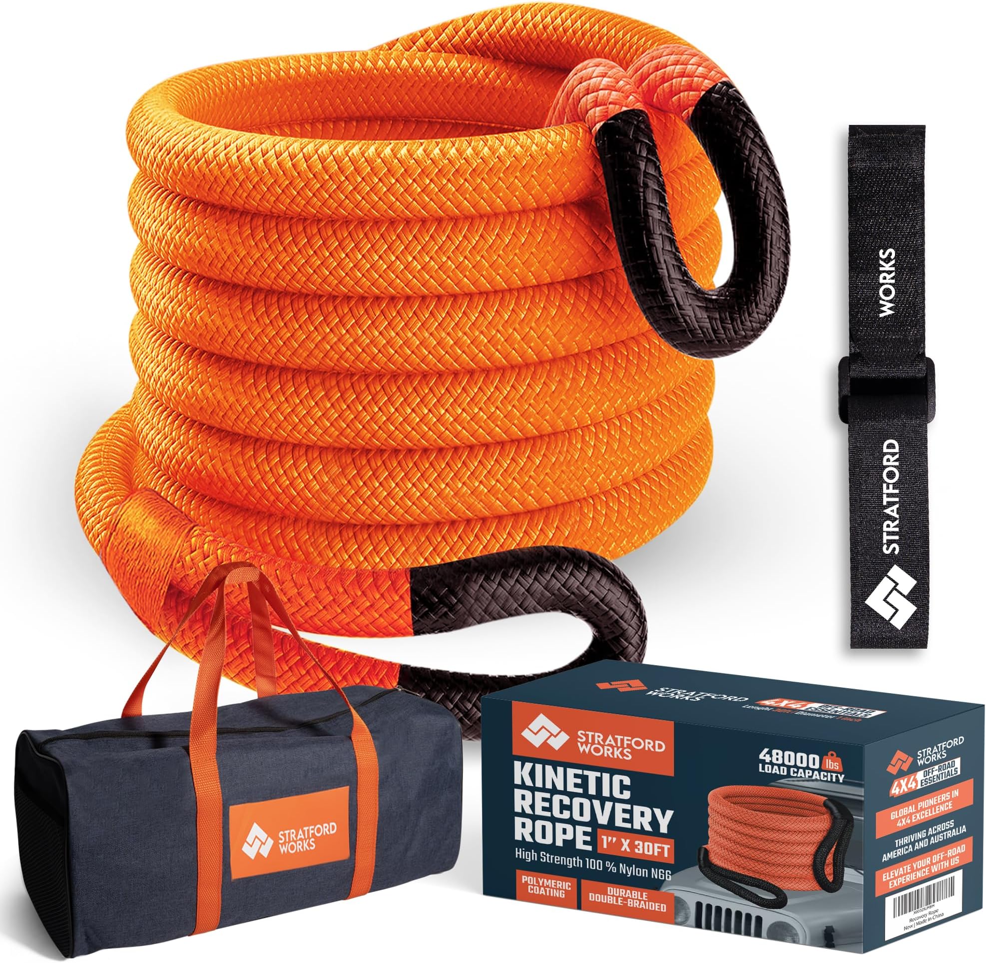 Amazon.com: 1" x 30 Feet Kinetic Recovery Rope – 48,000 lbs Capacity ...