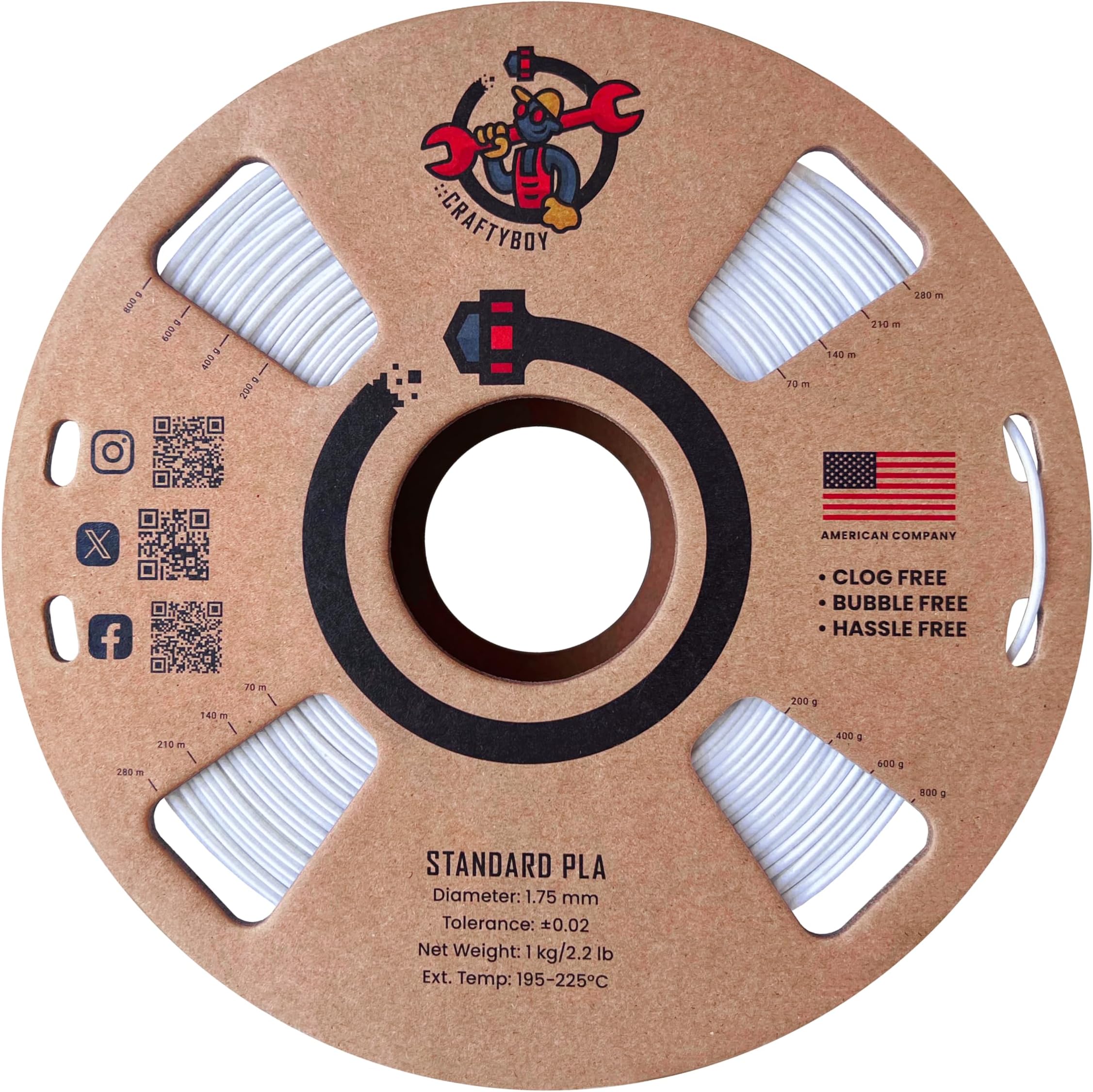 Amazon.com: CRAFTYBOY PLA 3D Printer Filament - White Filament 1.75mm ...