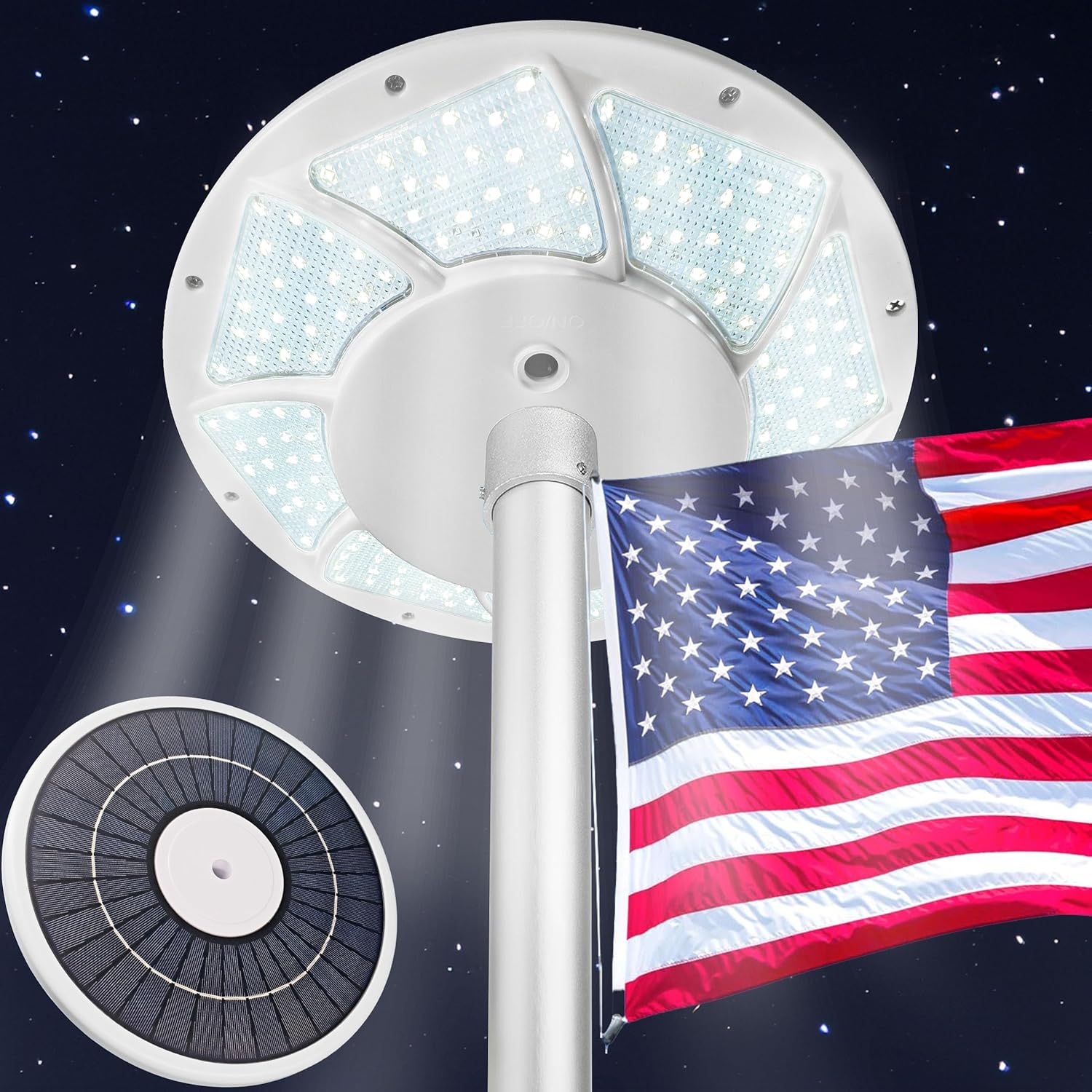 Amazon.com : VintLjus Flag Pole Light Outdoor Solar Powered, 176 LED ...