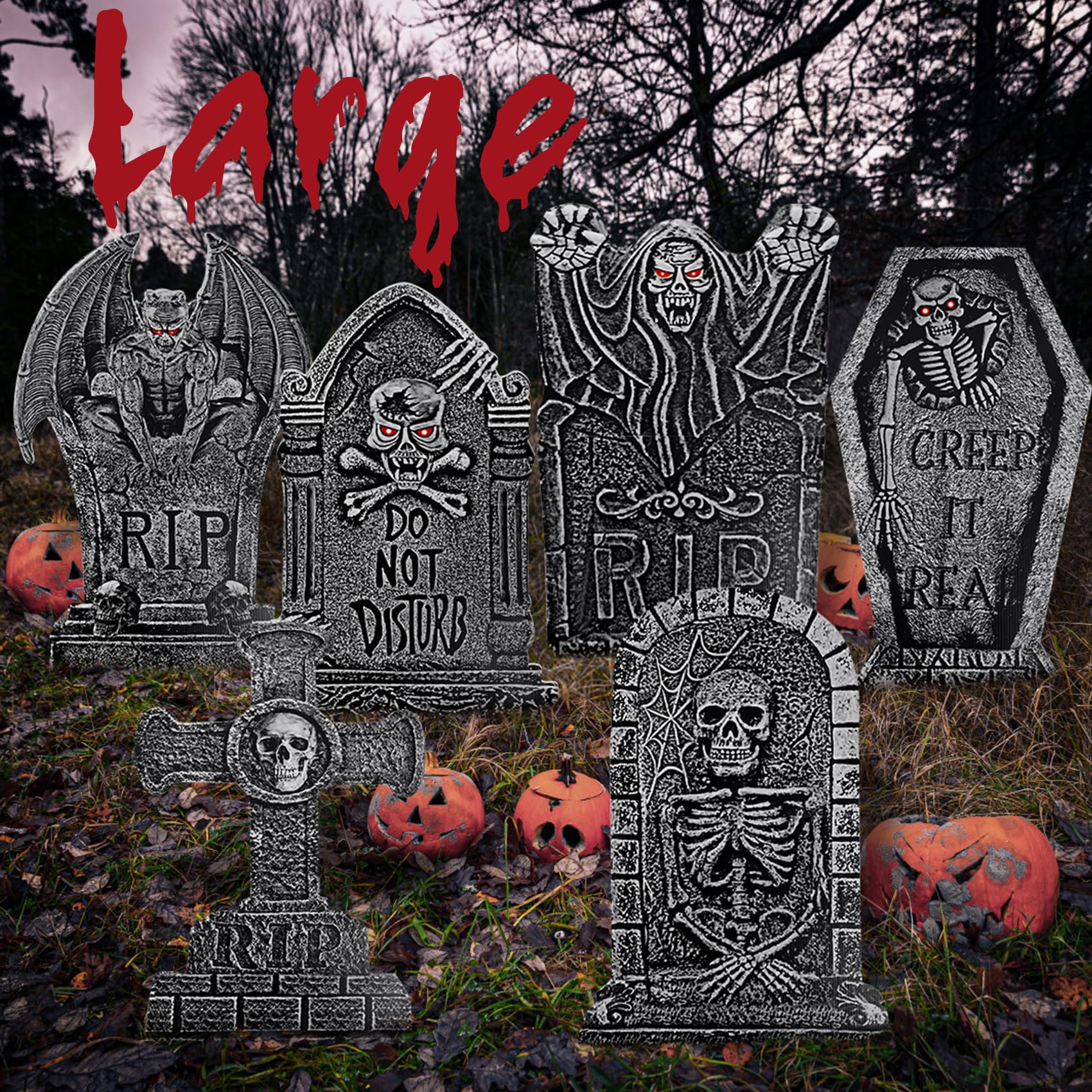 Amazon.com : 24inch Tombstones for Graves Halloween Graveyard ...