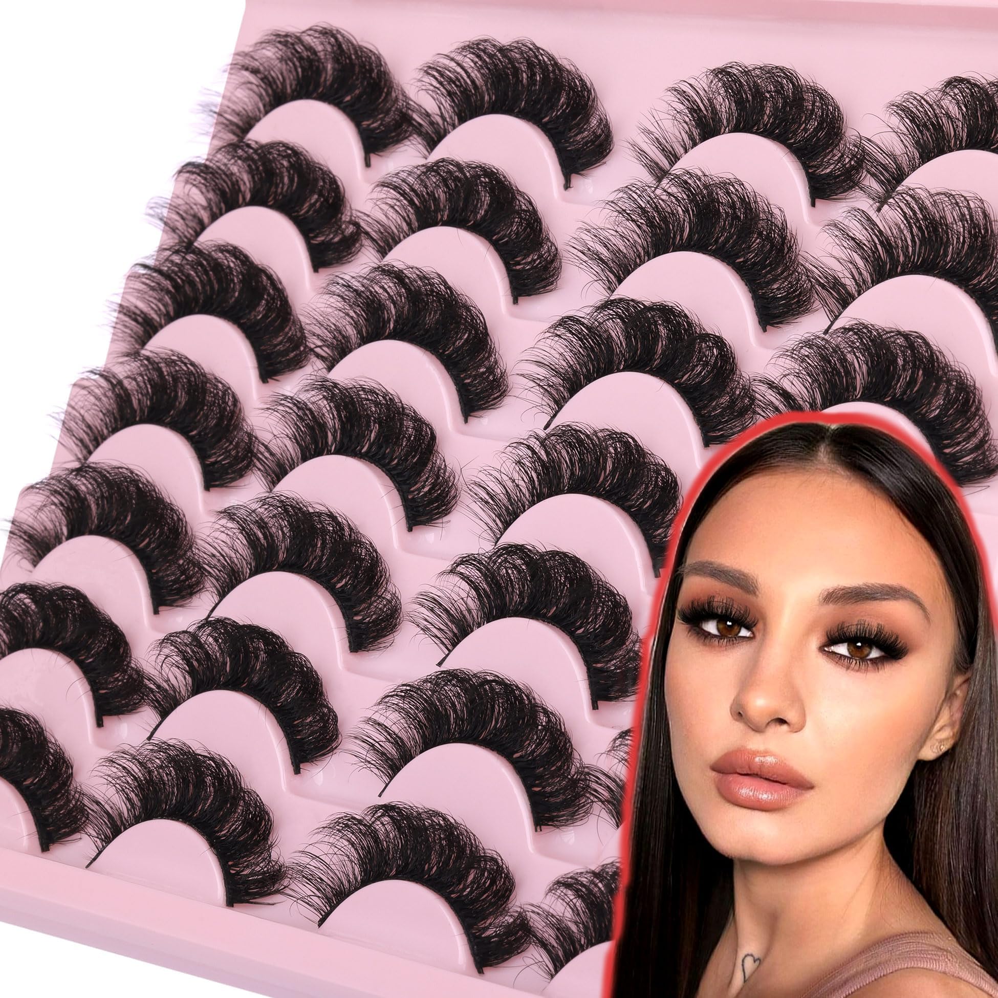 Amazon.com: False Eyelashes D Curl Lash Strips Fluffy Wispy Mink Lashes ...