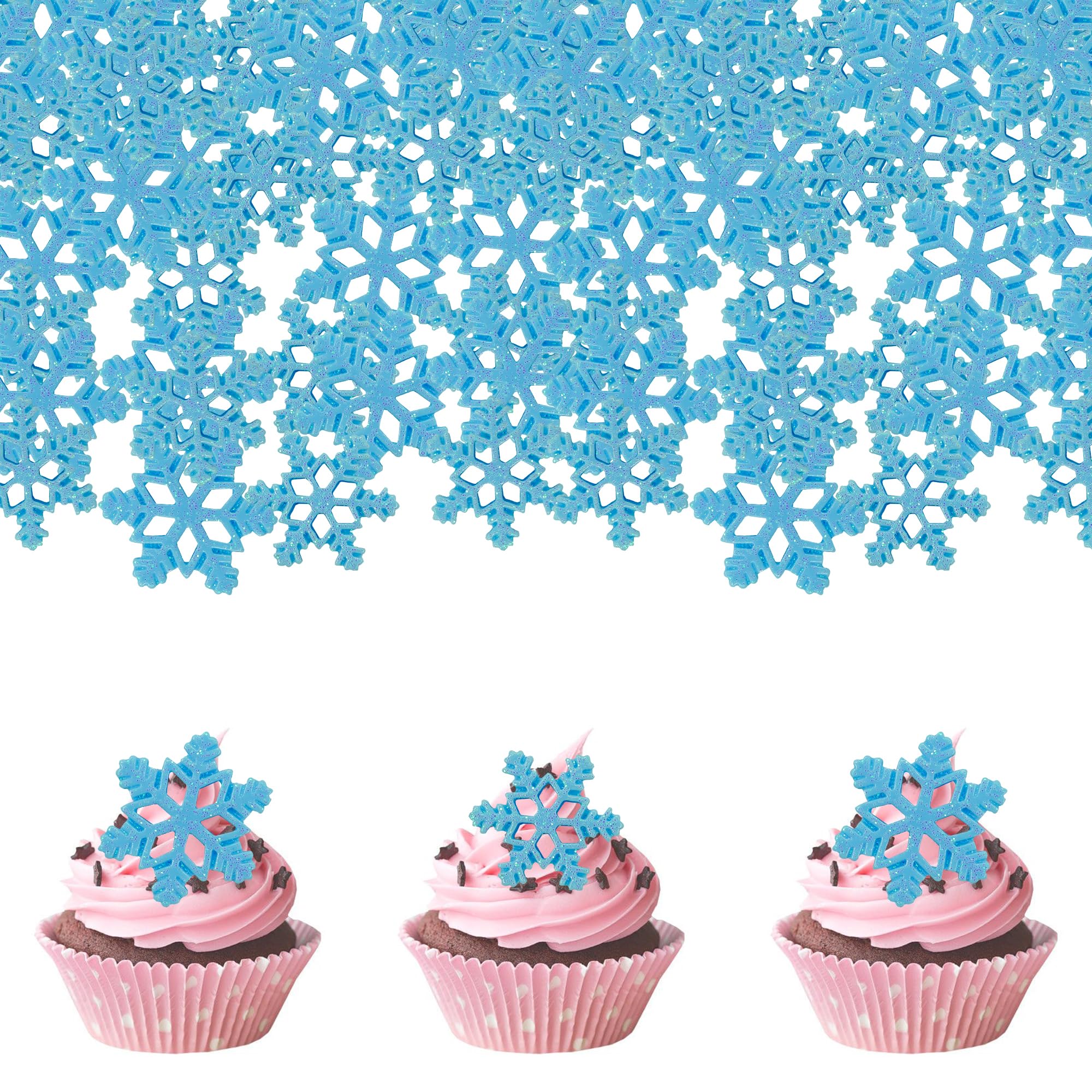 20Pcs Snowflakes Cupcake Snowflakes Cake Toppers Decorations Snowflakes ...