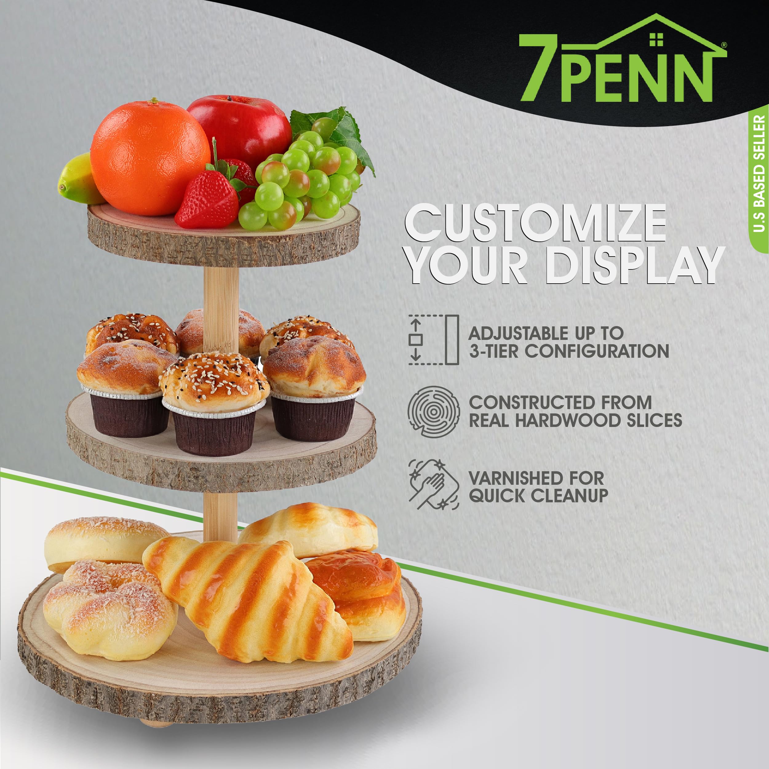 Snapklik.com : 7Penn Wooden Cupcake Stand Rustic Dessert Table Display ...