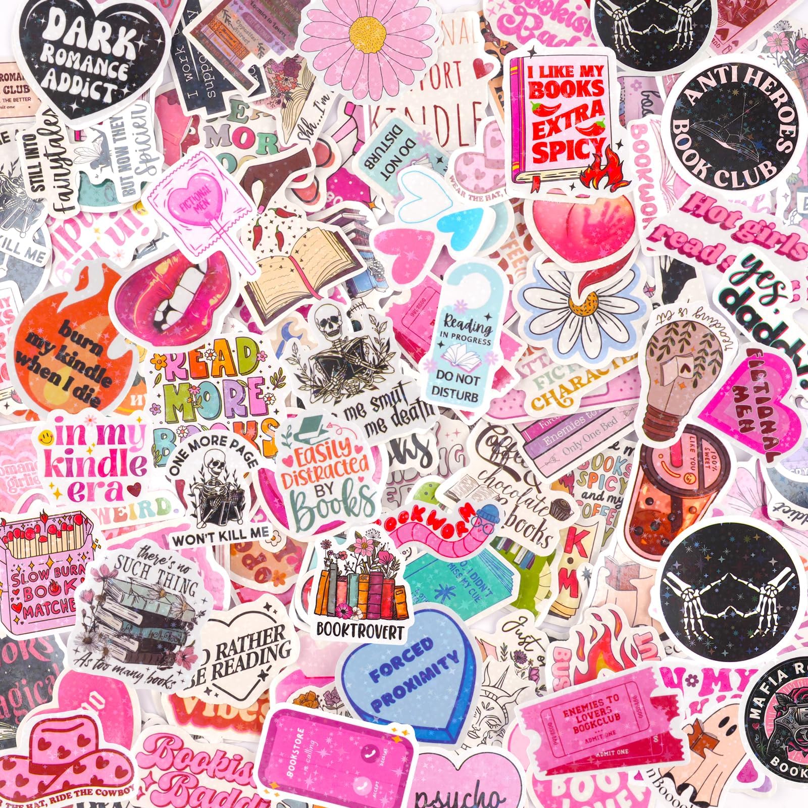 Pink Book Stickers,160pcs Waterproof Aesthetic Stickers Pink Kindle ...