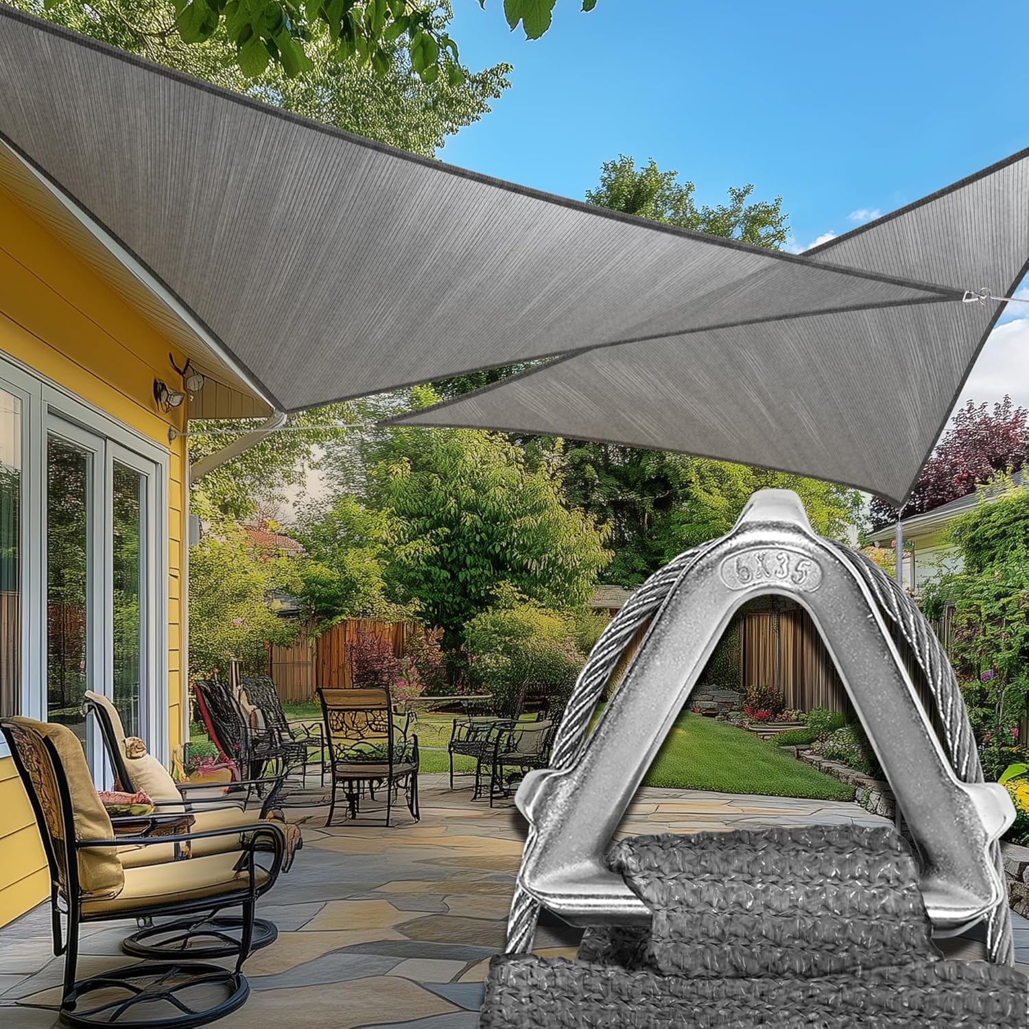Amazon.com : Amgo Heavy Duty 32' x 32' x 32' Grey Sun Shade Triangle ...