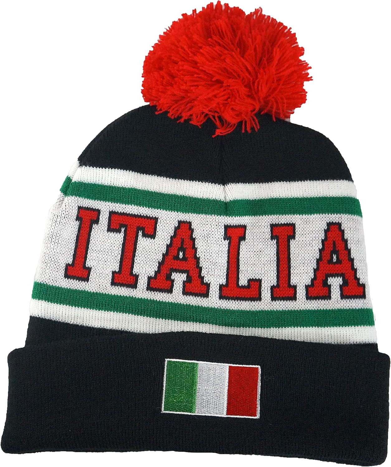 Italia Knit Ski Cap with Pom - Italy Collection of Italian Pride ...